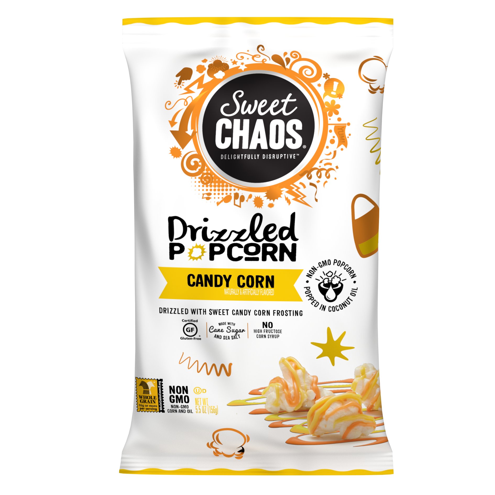 Sweet Chaos Candy Corn Drizzled Popcorn, 5.5 oz | Central Market ...