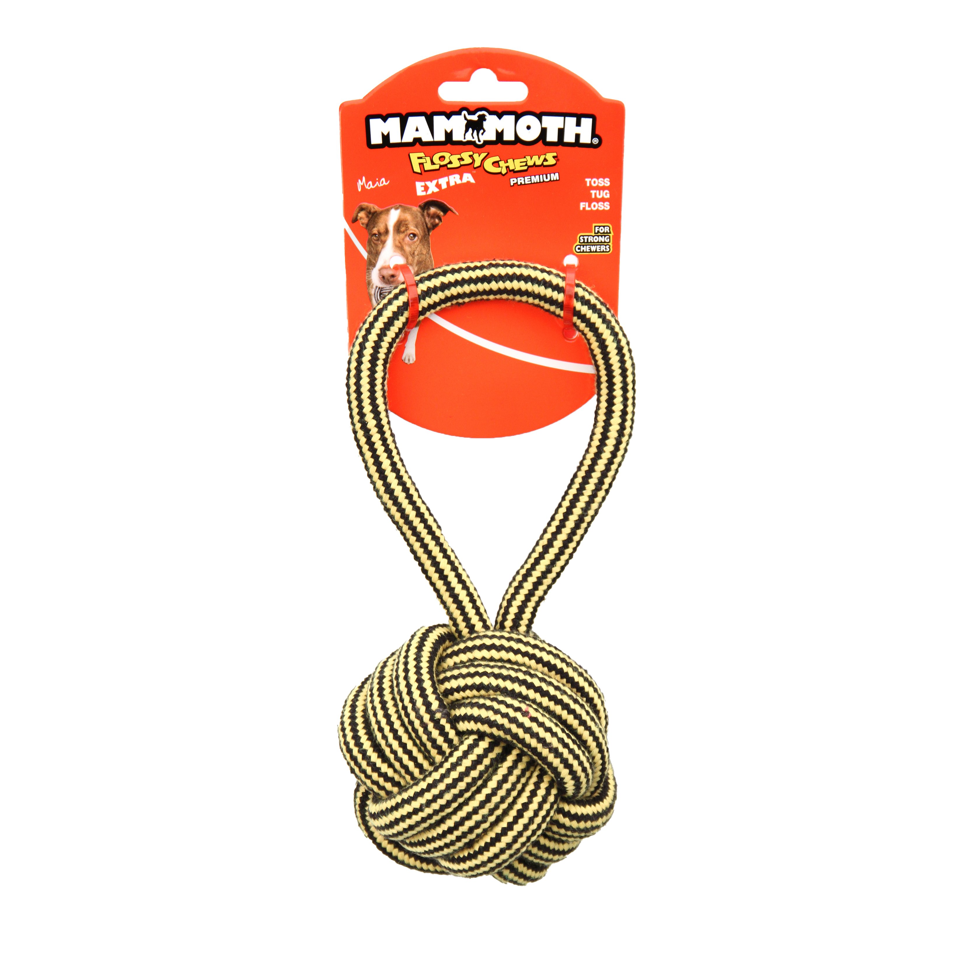 Mammoth Flossy Chews Extra Monkey Medium Fist Ball with Handle Dog Toy ...