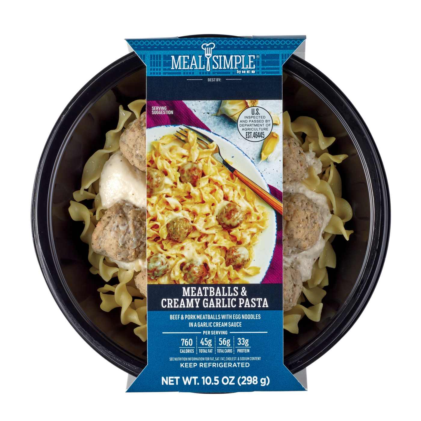 Meal Simple by H-E-B Meatballs & Creamy Garlic Pasta Bowl - Shop ...