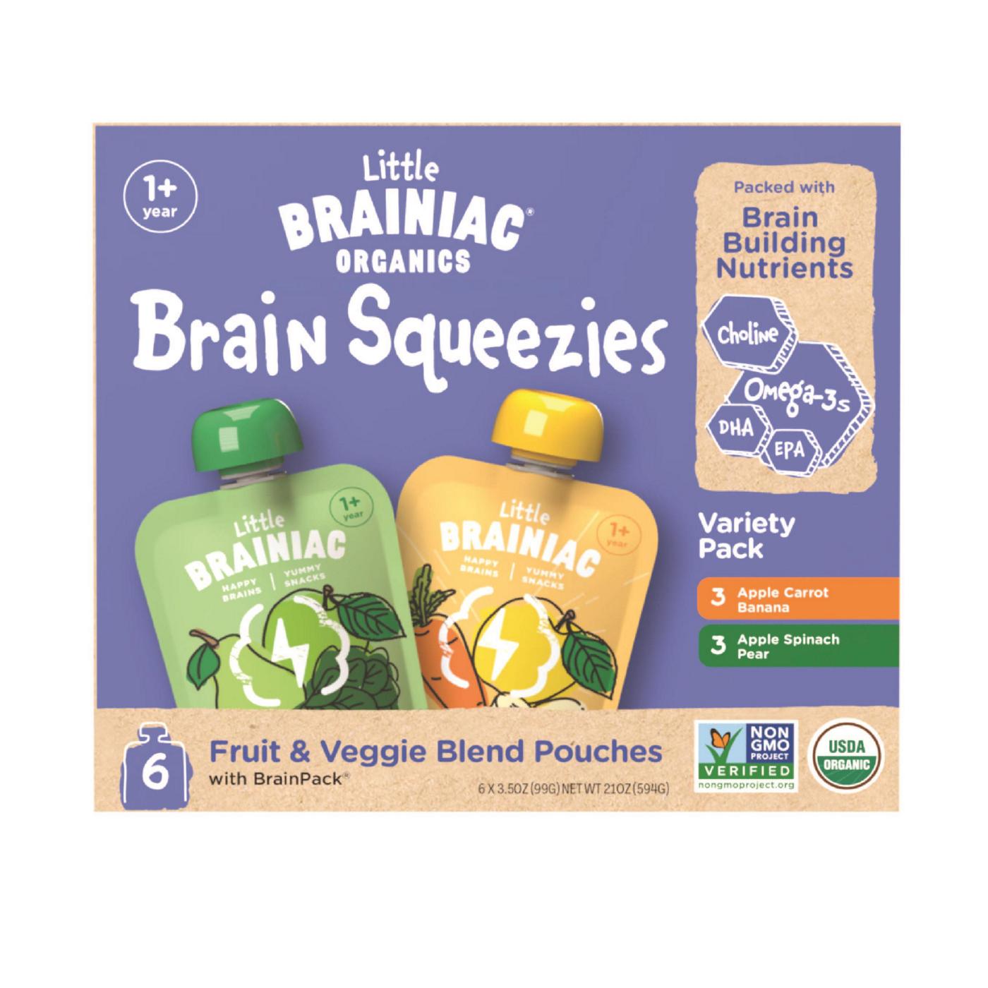 Little Brainiac Organic Brain Squeezies - Fruit & Veggie Blend - Shop ...