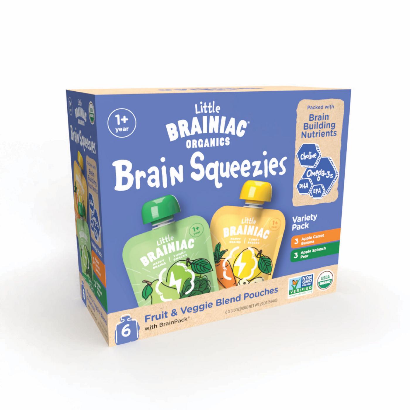 Little Brainiac Organic Brain Squeezies - Fruit & Veggie Blend - Shop ...