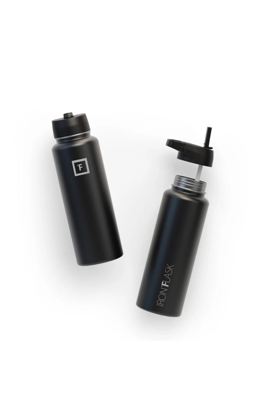 Iron Flask Wide Mouth Water Bottle with 3 Lids - Midnight Black - Shop ...