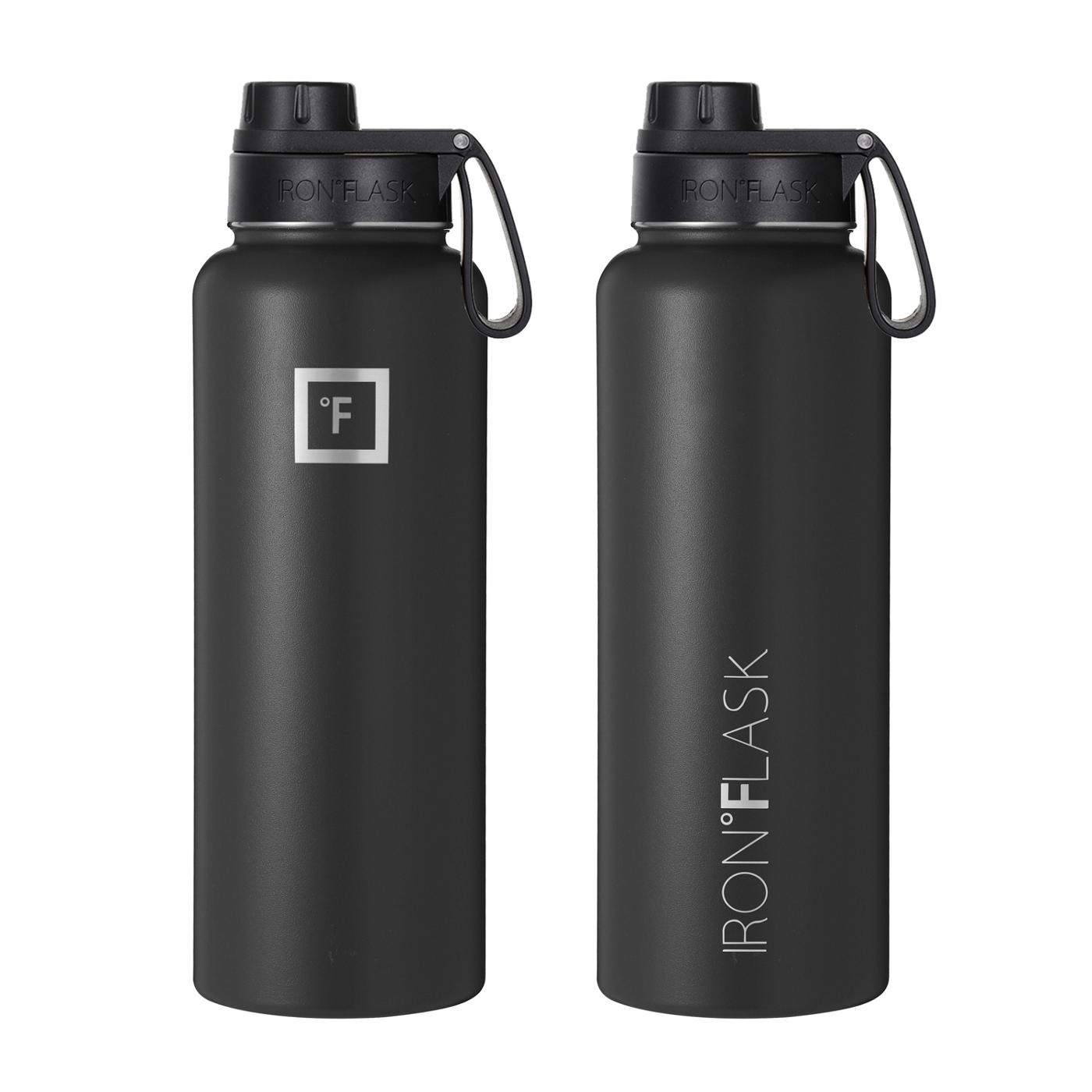 Iron Flask Wide Mouth Water Bottle with 3 Lids - Midnight Black - Shop ...