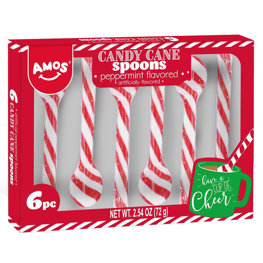 Amos Peppermint Christmas Candy Cane Spoons - Shop Candy at H-E-B