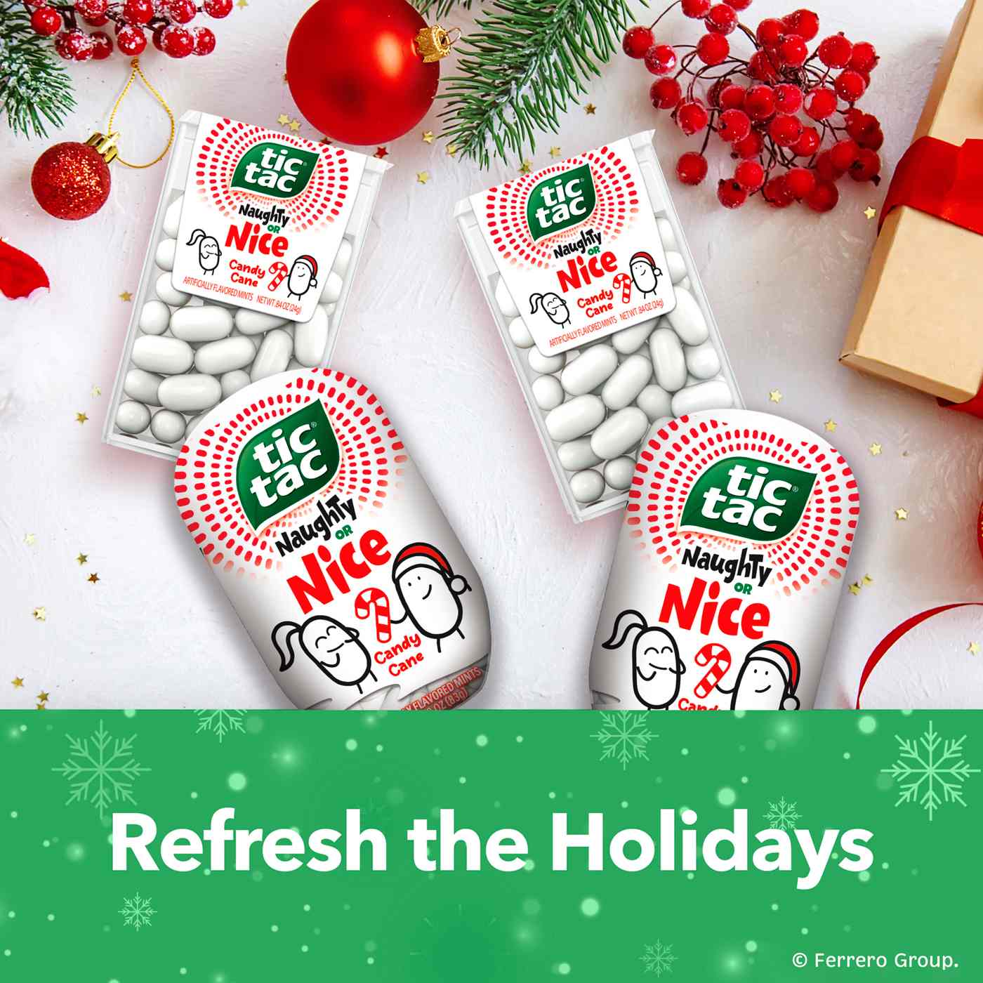 Tic Tac Naughty or Nice Candy Cane Mints - Shop Gum & mints at H-E-B