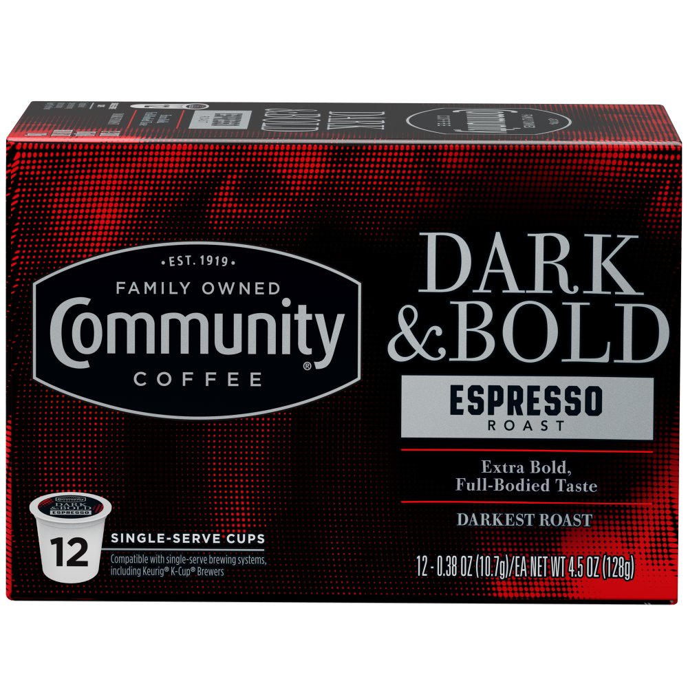Community Coffee Dark & Bold Espresso Roast Single Serve Coffee K Cups ...
