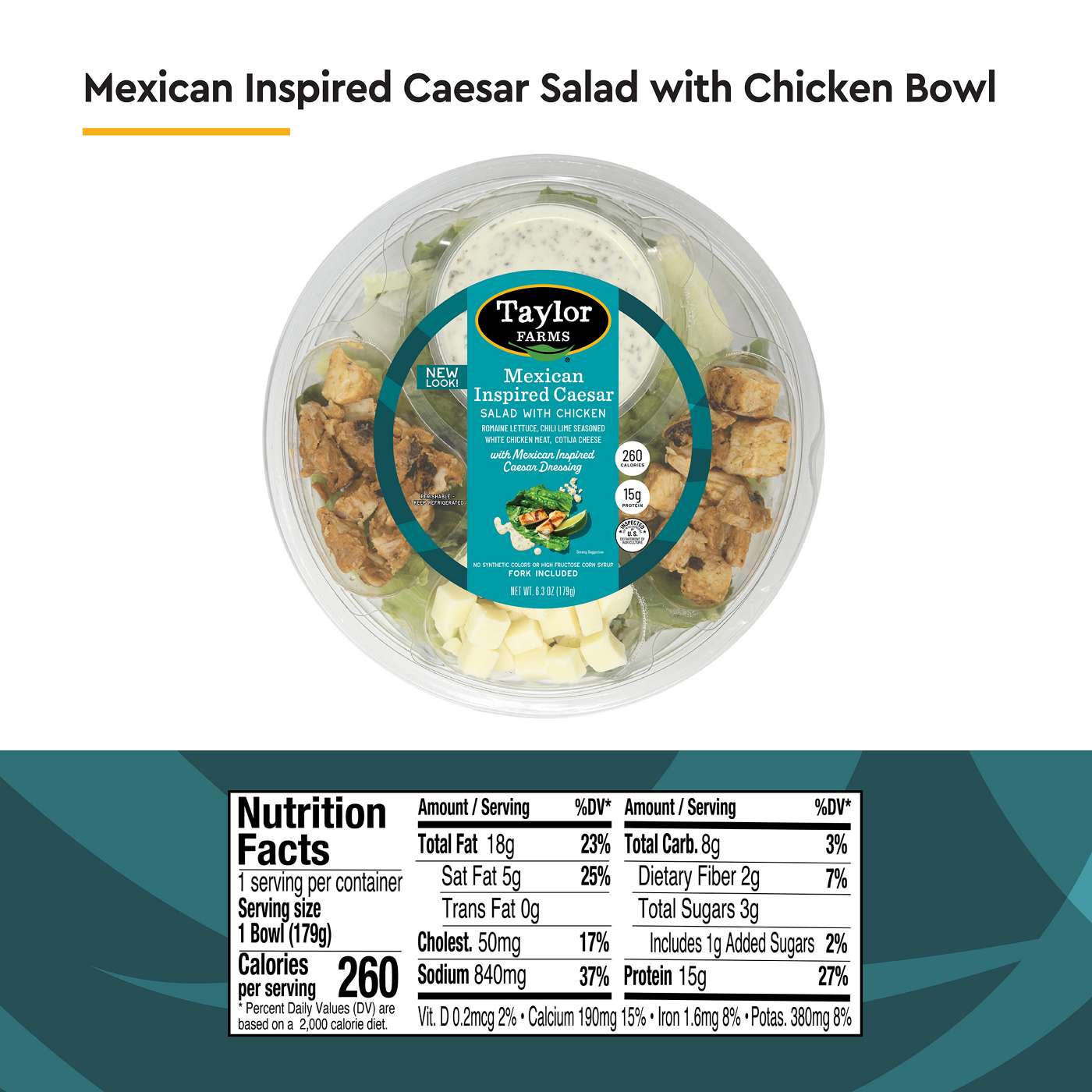 Taylor Farms Mexican Style Caesar Salad Bowl - Shop Salads at H-E-B