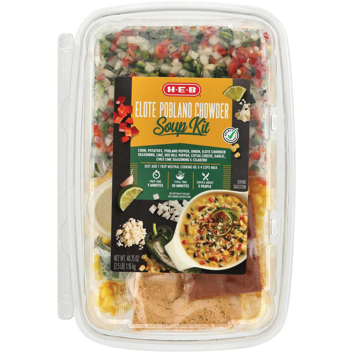 H-E-B Elote Poblano Chowder Soup Kit - Shop Meal kits at H-E-B