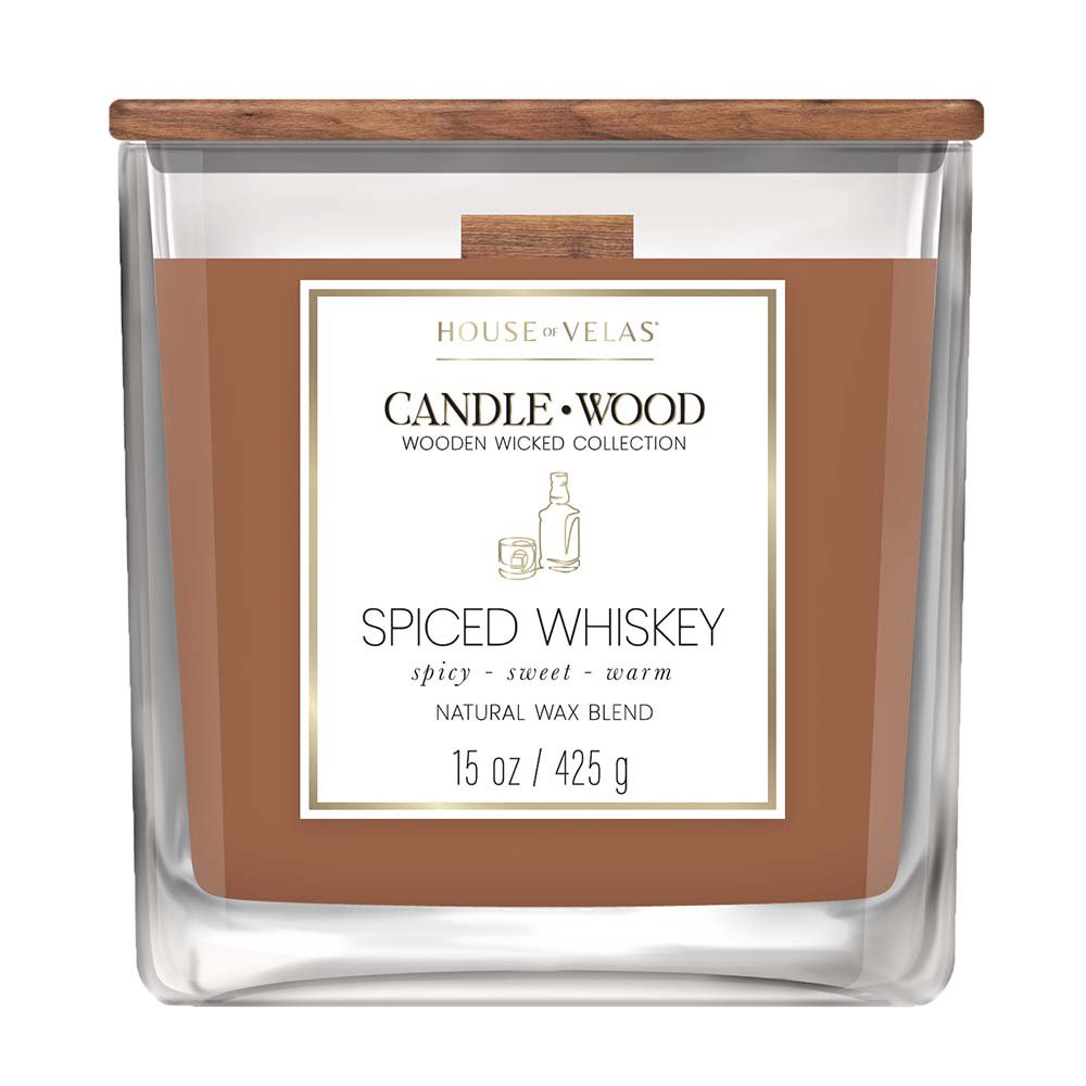 House of Velas Spiced Whiskey Scented Wooden Wick Candle - Shop Candles at H-E-B