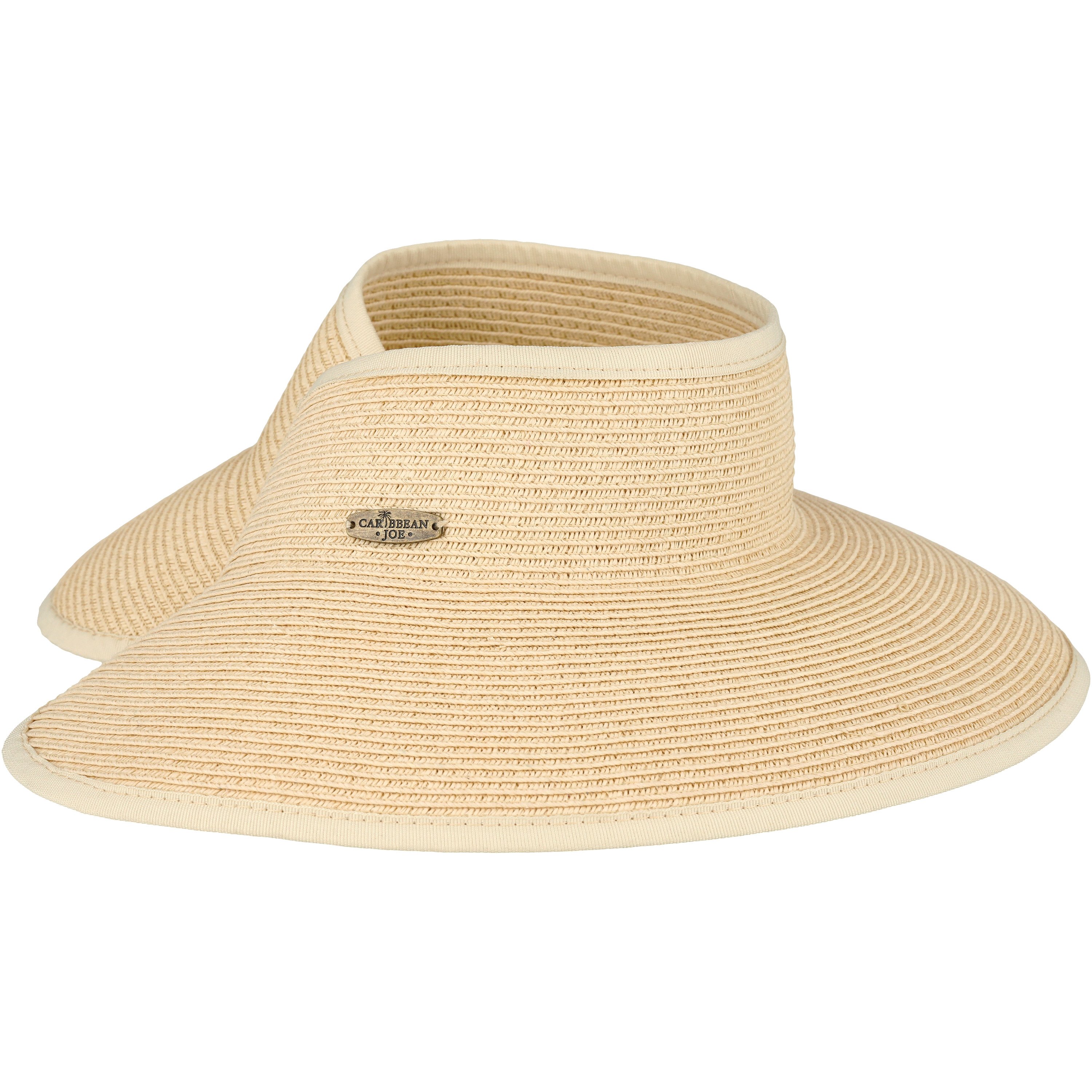 Caribbean Joe Women's Paper Straw Roll-Up Sun Visor Hat - Natural ...