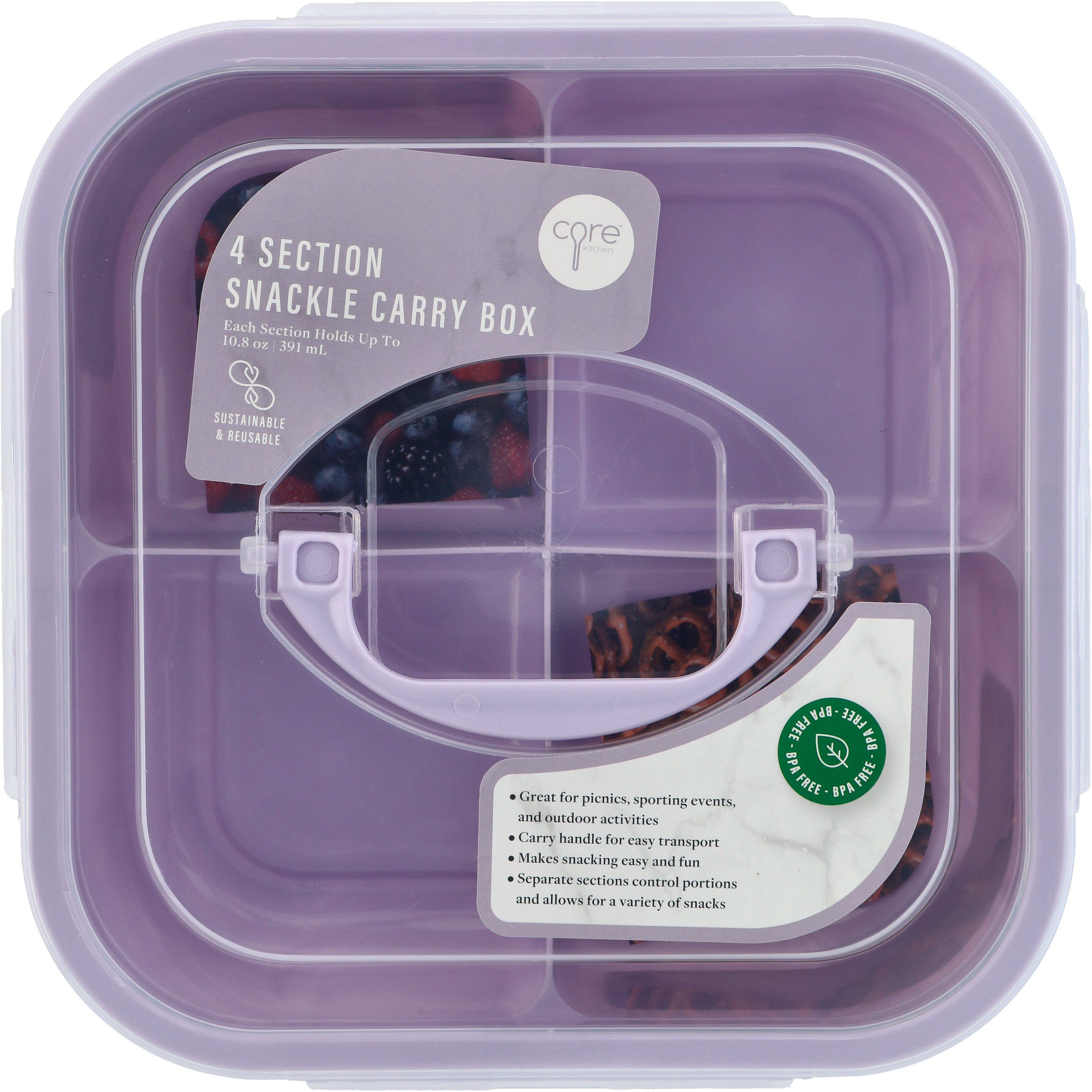 Core Kitchen 4 Section Snackle Box Lilac - Shop Food Storage at H-E-B
