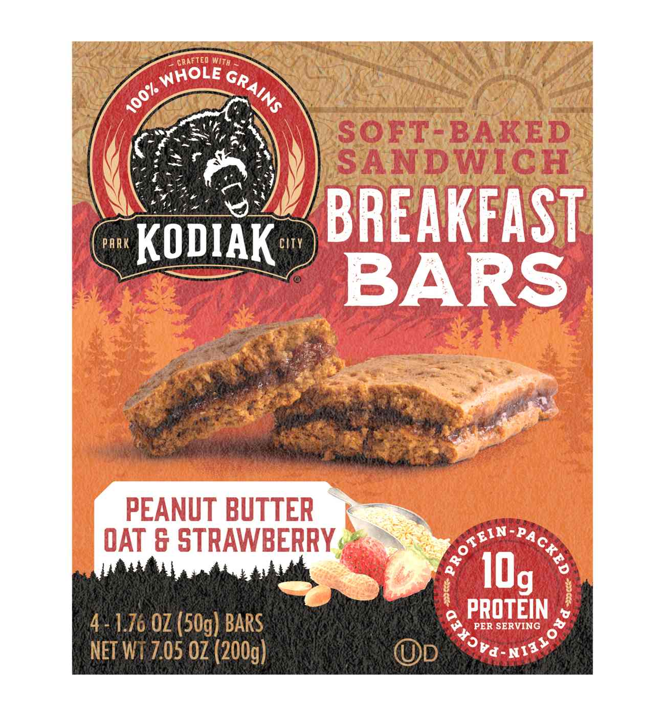 Kodiak Cakes 10g Protein Soft Baked Sandwich Breakfast Bars - Peanut ...