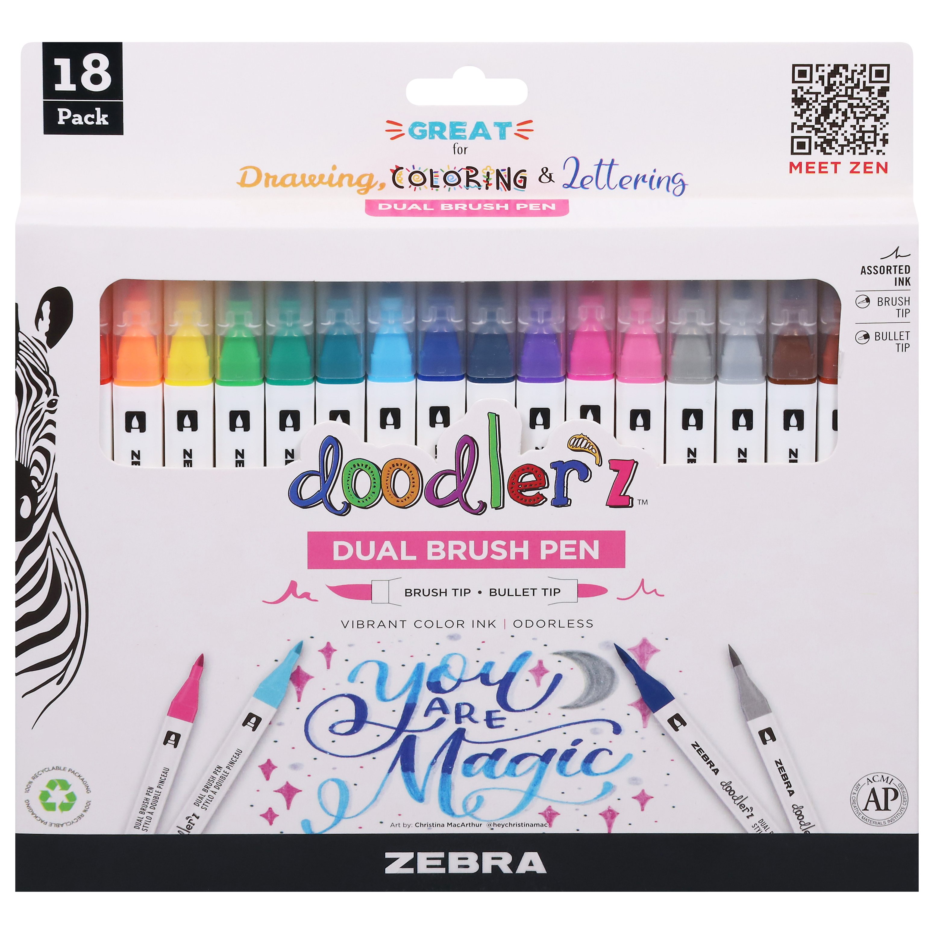 Zebra Doodler'z Dual Brush Pens - Shop Markers at H-E-B
