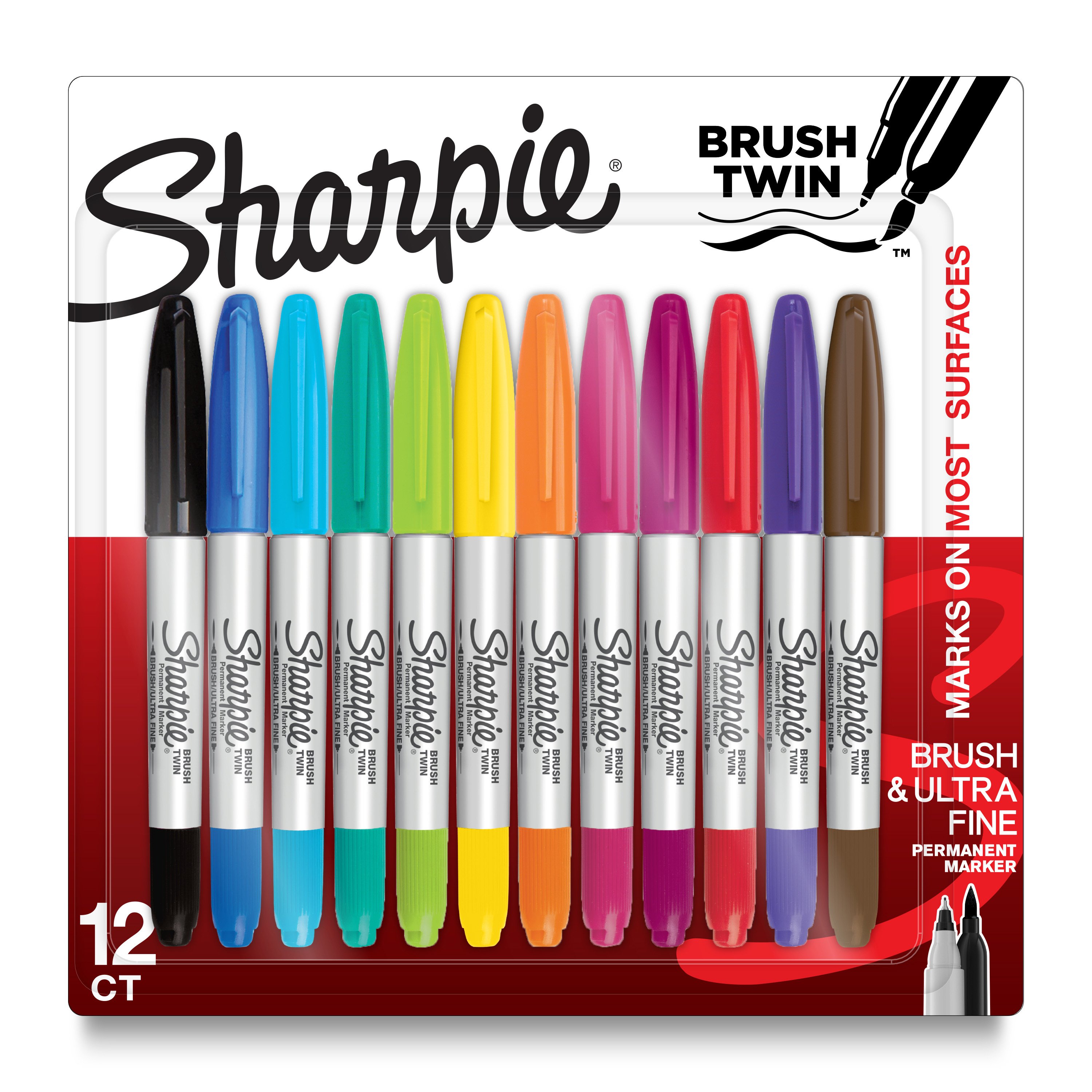Sharpie Brush Twin Tip Permanent Markers - Assorted Ink - Shop Markers ...