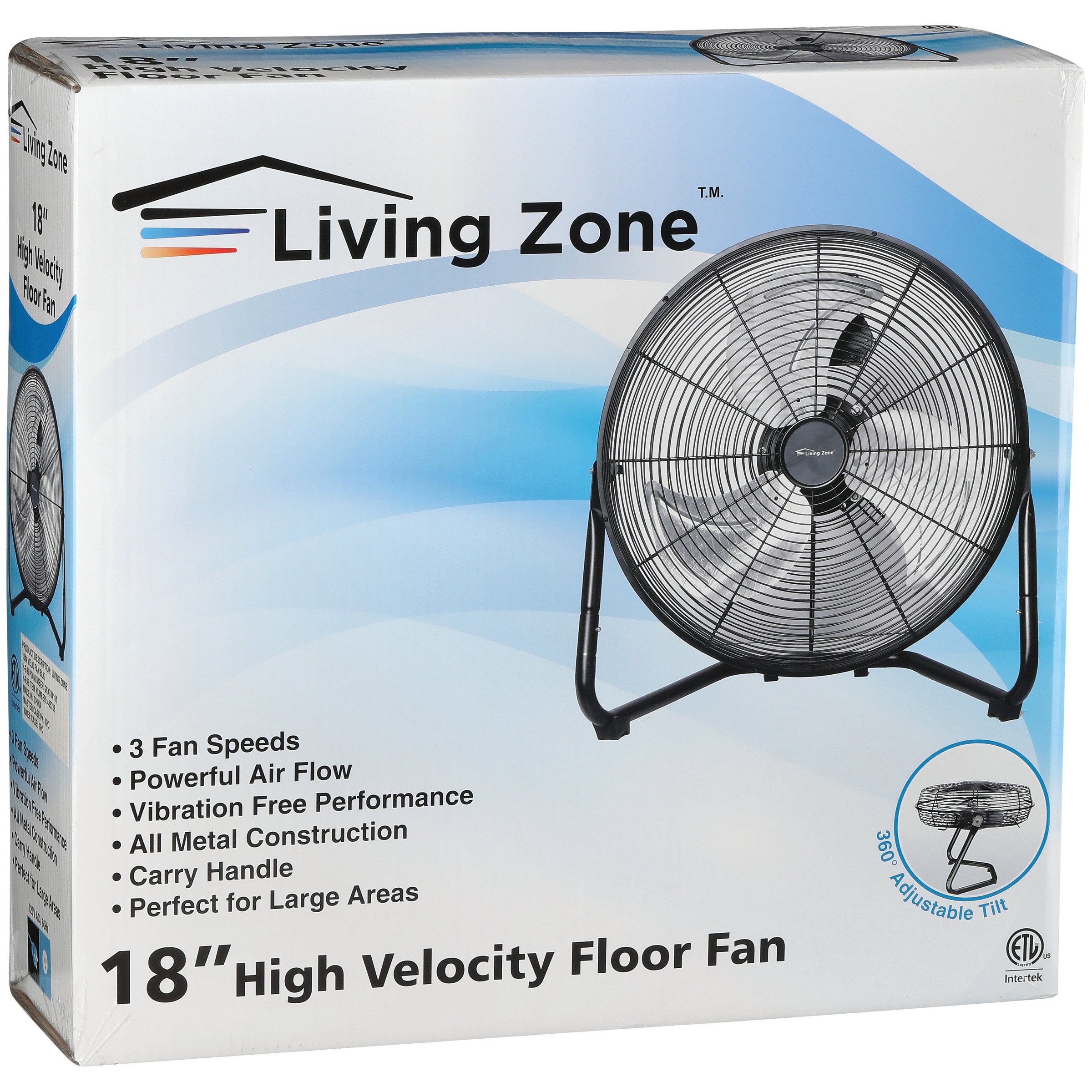 Living Zone High Velocity Floor Fan - Black - Shop Fans & air purifiers ...