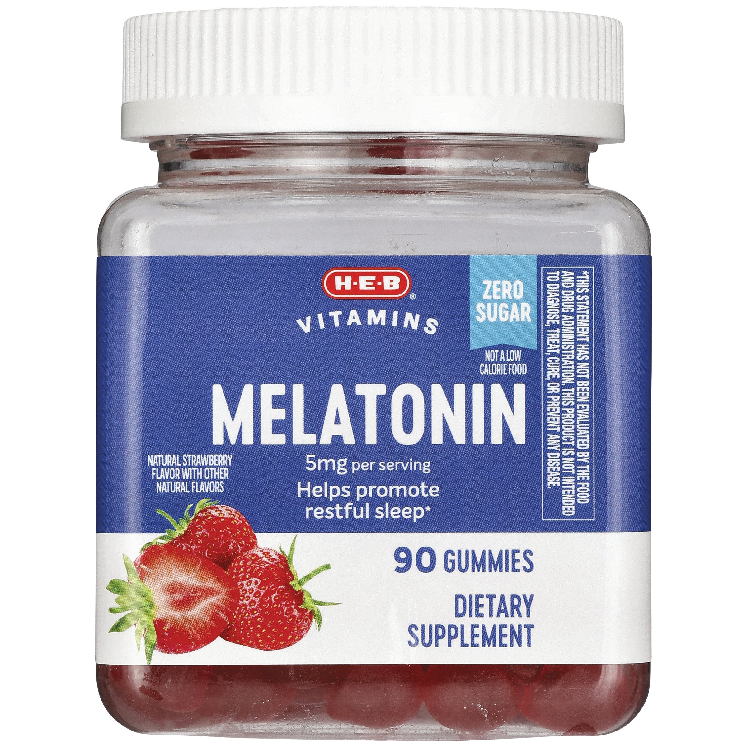 H-E-B Vitamins Melatonin 5 mg Zero Sugar Gummies - Strawberry - Shop ...