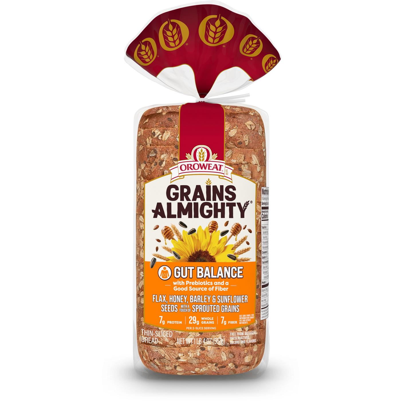 Oroweat Grains Almighty Gut Balance Bread - Shop Sliced bread at H-E-B
