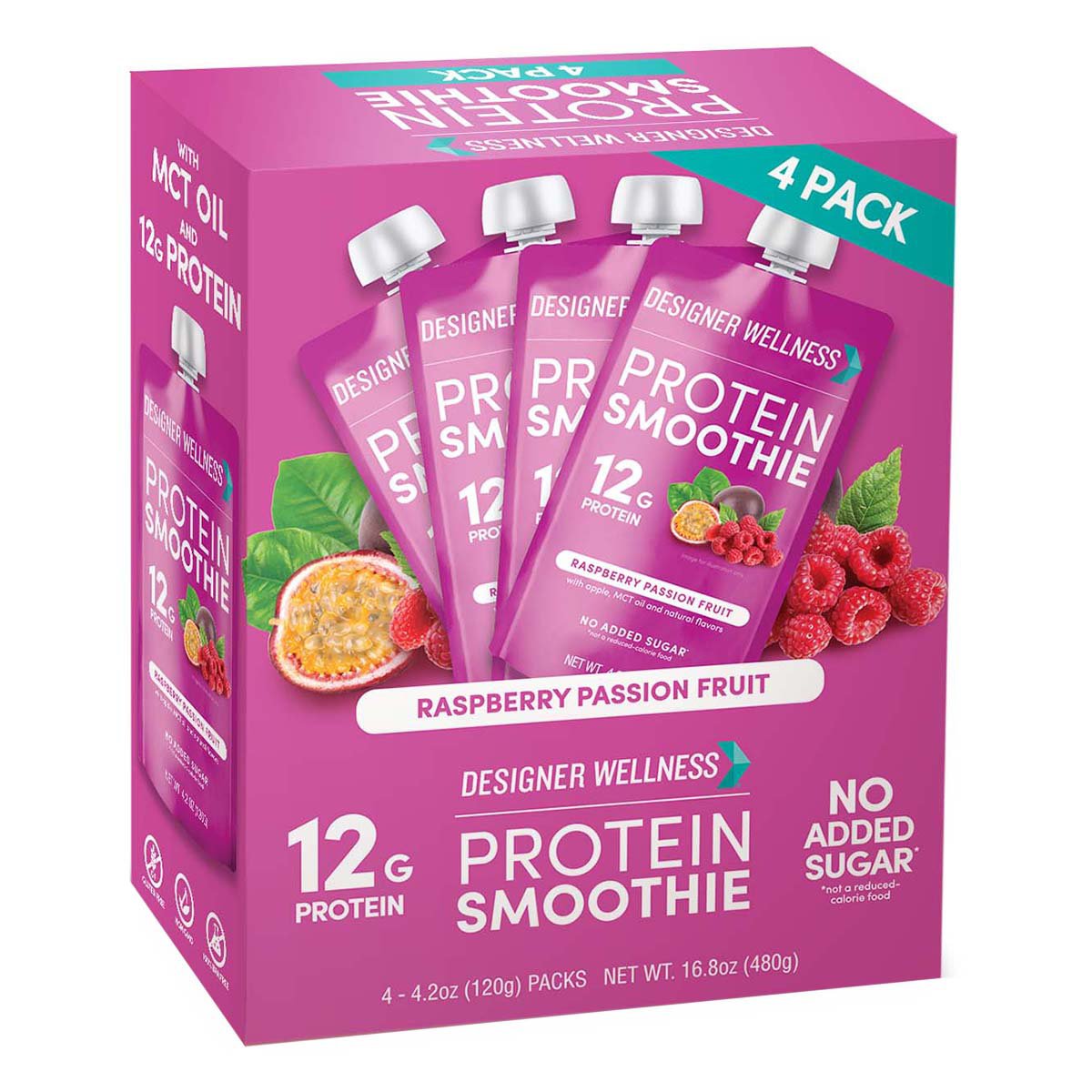 Designer Wellness 12g Protein Smoothies 4 pk - Raspberry Passion Fruit ...