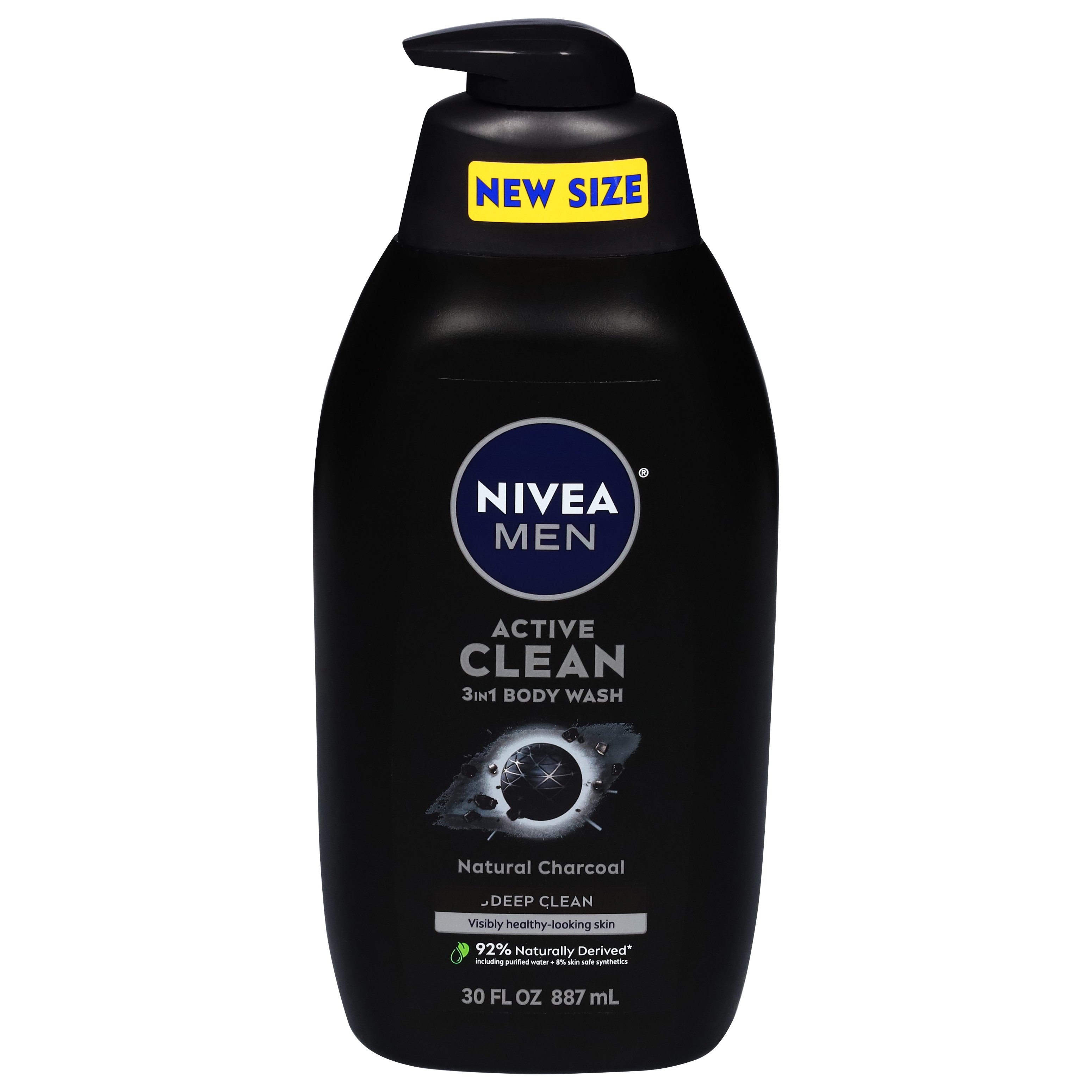 NIVEA Men Active Clean 3- in-1 Body Wash - Deep Clean with Natural ...