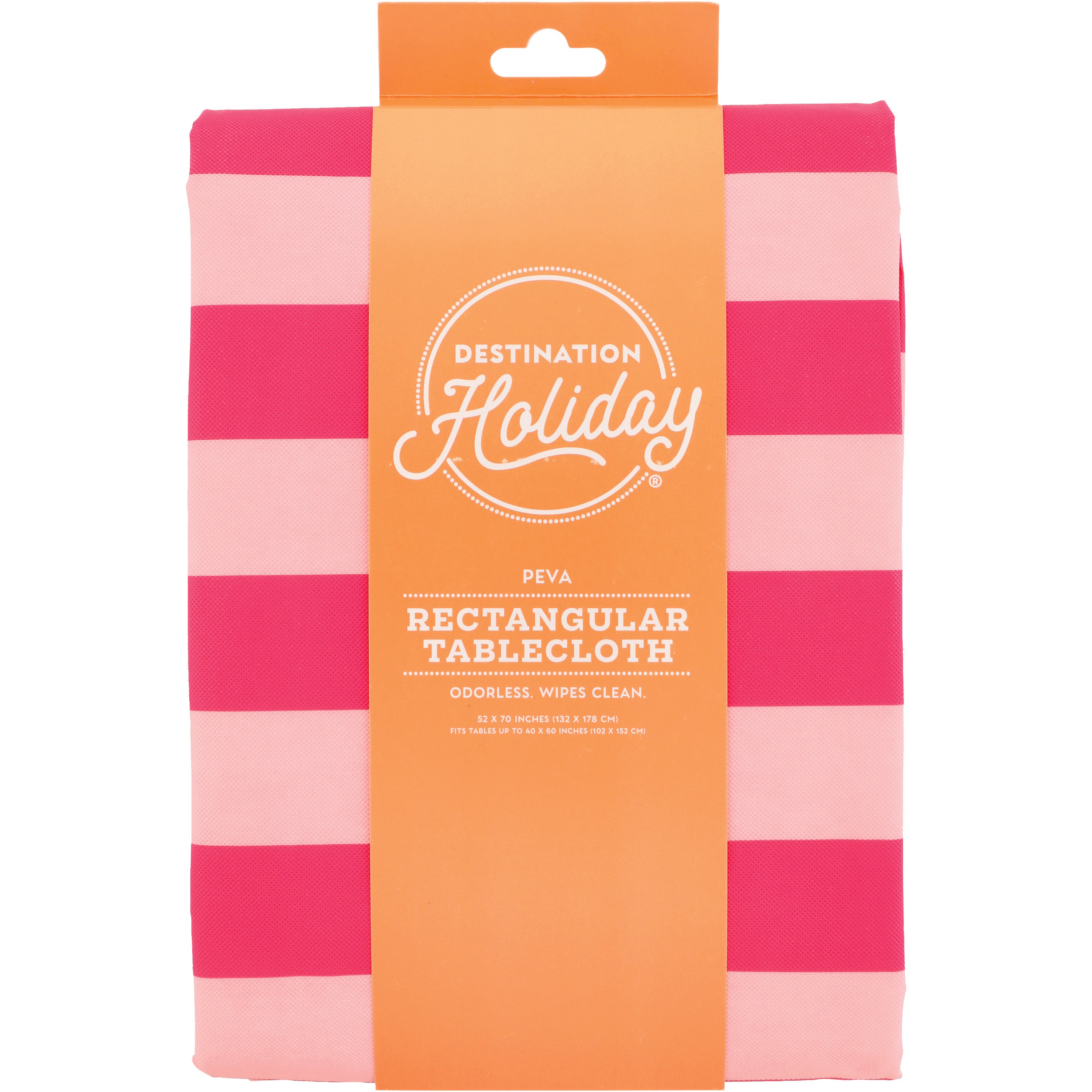 Destination Holiday PEVA Stripes Rectangular Tablecloth - Pink - Shop ...