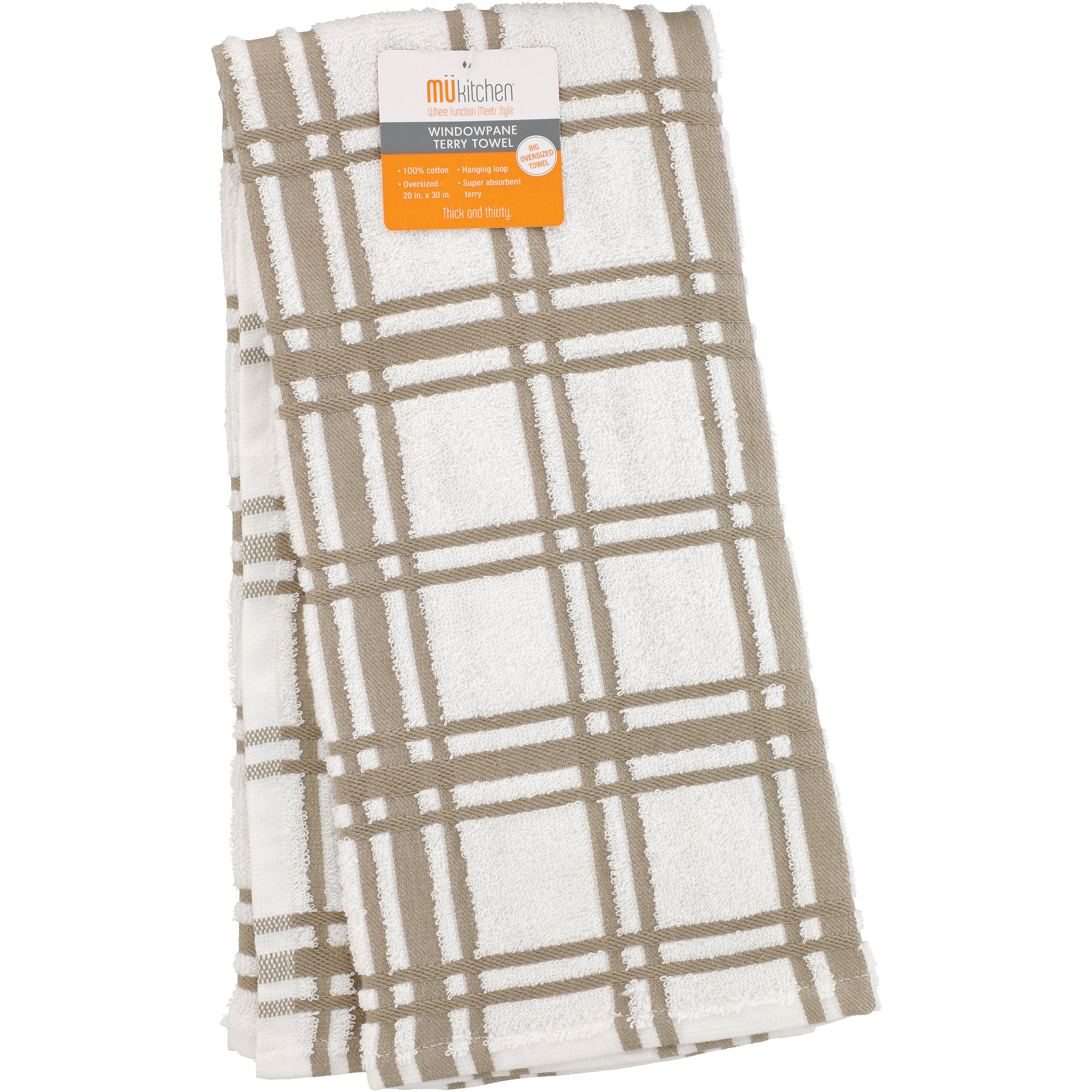 MU Kitchen Terry Kitchen Towel - Windowpane Khaki - Shop Kitchen linens ...