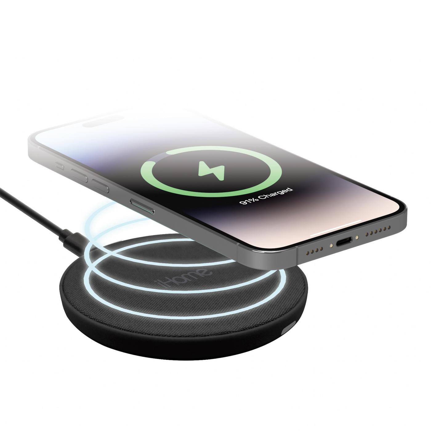 iHome 15-Watt Wireless Charging Power Pad - Black - Shop Phone chargers ...