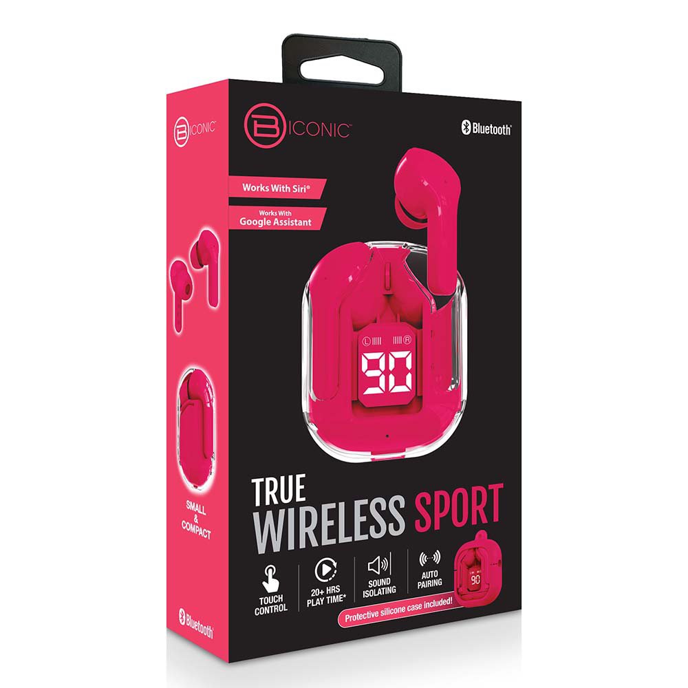 Biconic True Wireless Sport Earbuds - Clear Red - Shop Headphones at H-E-B