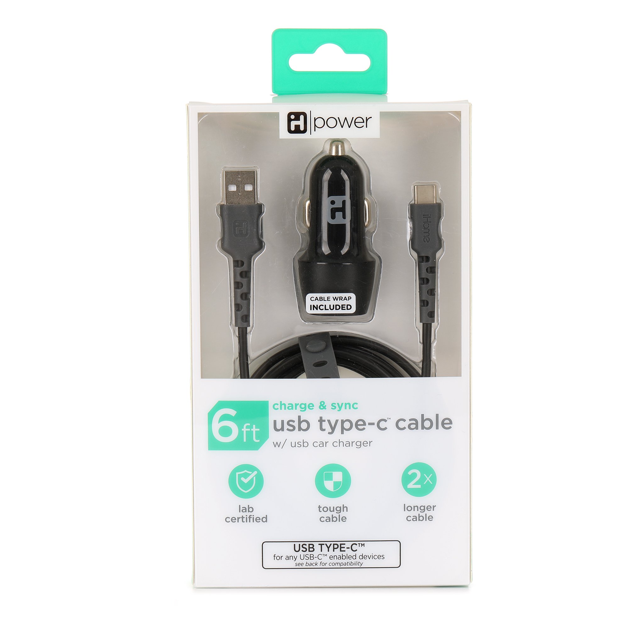 iHome USB-C Cable with Car Charger - Black - Shop Phone chargers at H-E-B