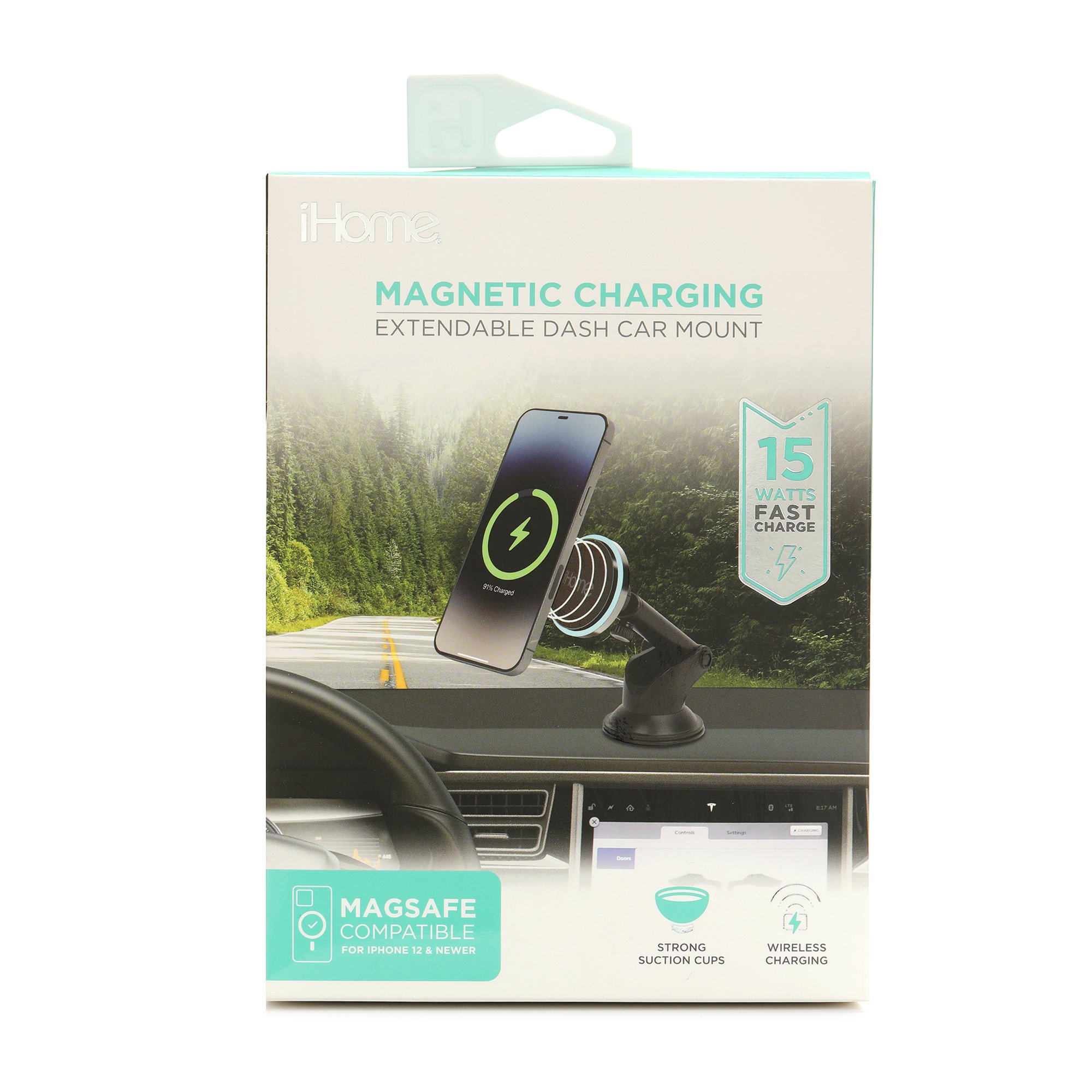 iHome Magnetic Charging Extendable Dash Car Mount Black