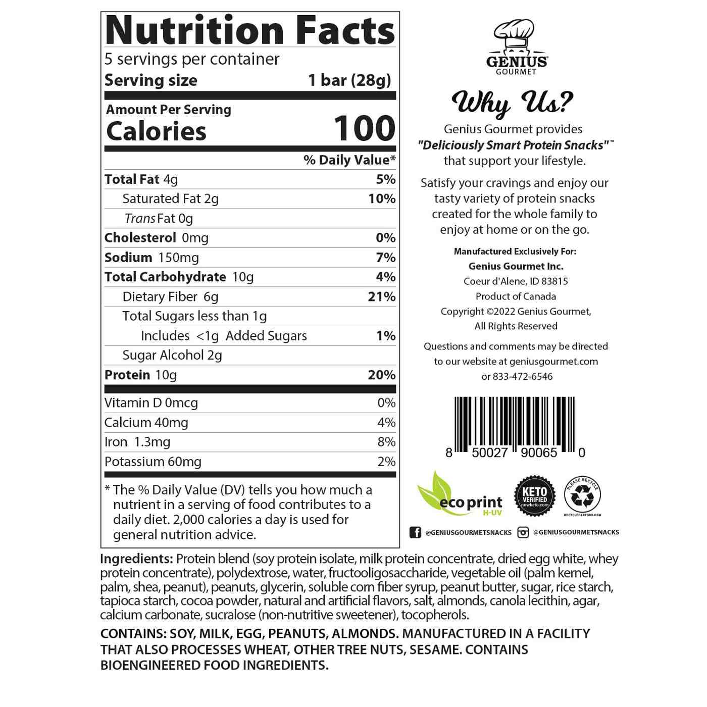 Genius Gourmet Crispy Protein Treat - Peanut Butter Chocolate - Shop ...