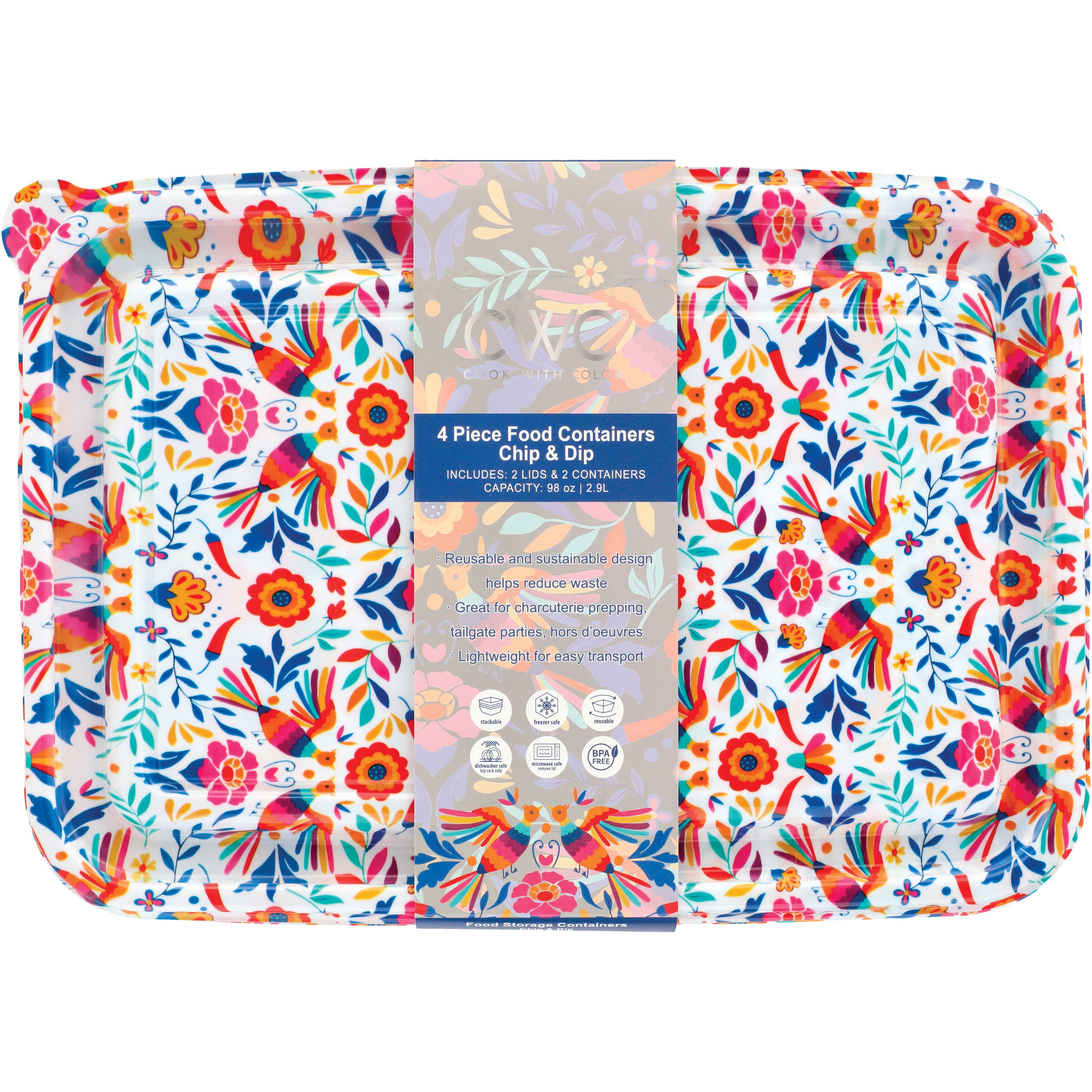 Cook with Color Fiesta Chip & Dip Food Storage Containers - Shop Food ...