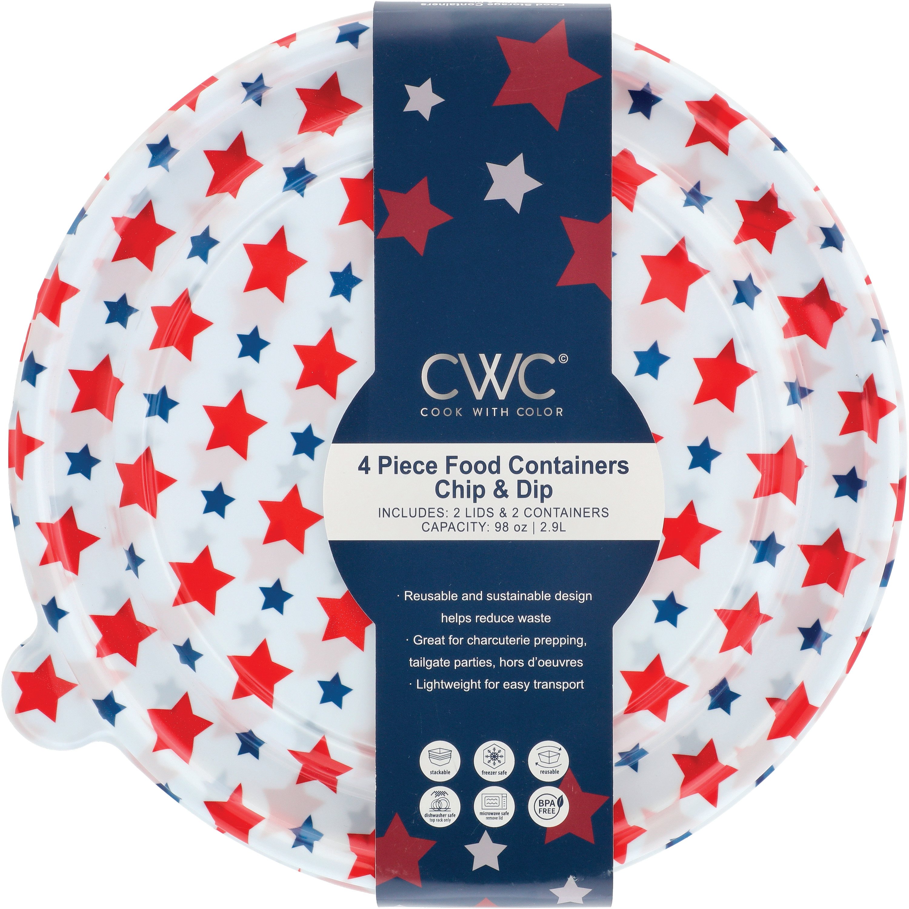 Cook with Color Round Chip & Dip Food Storage Containers - Shop Food ...