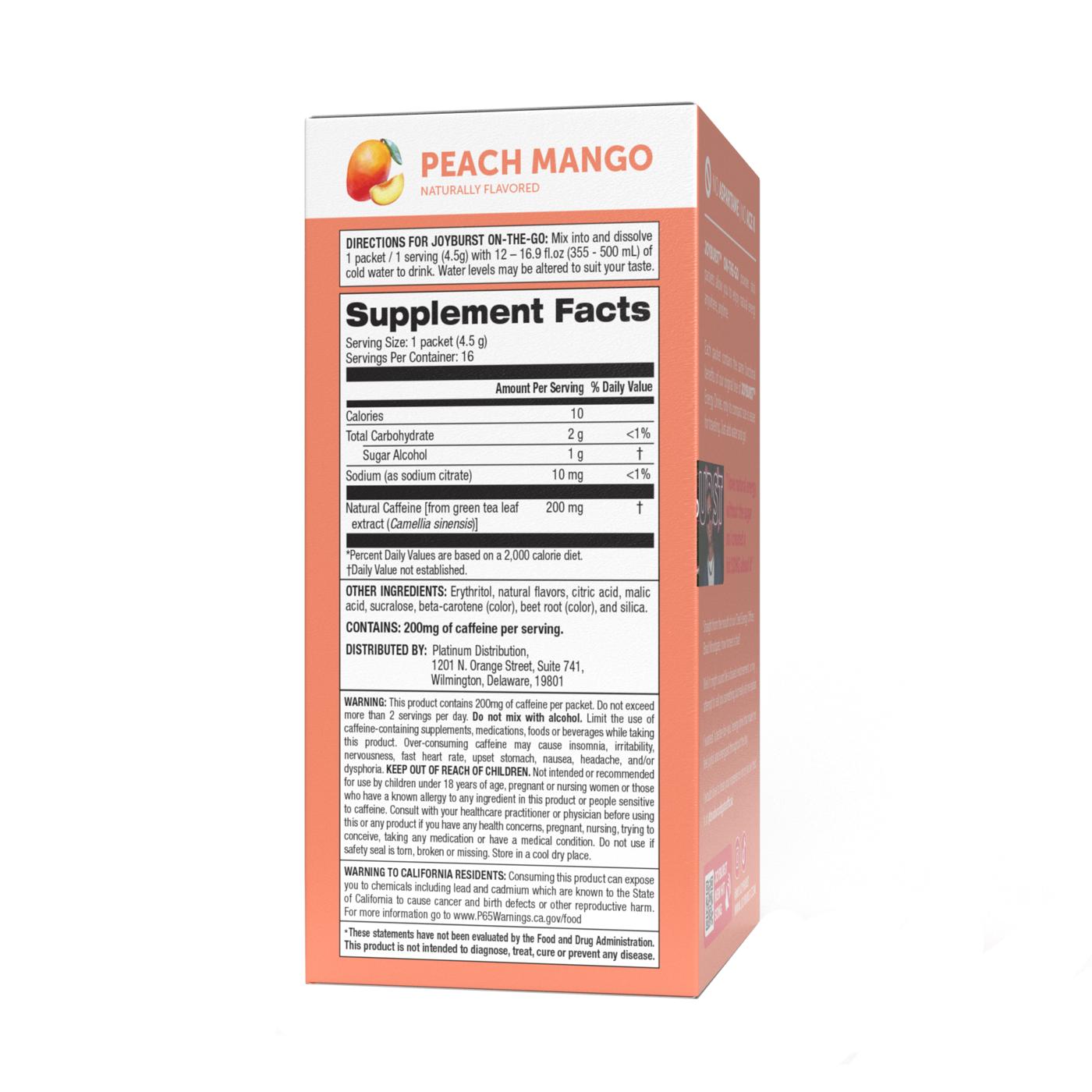 Joyburst On-The-Go Natural Energy Packets - Peach Mango - Shop Diet ...