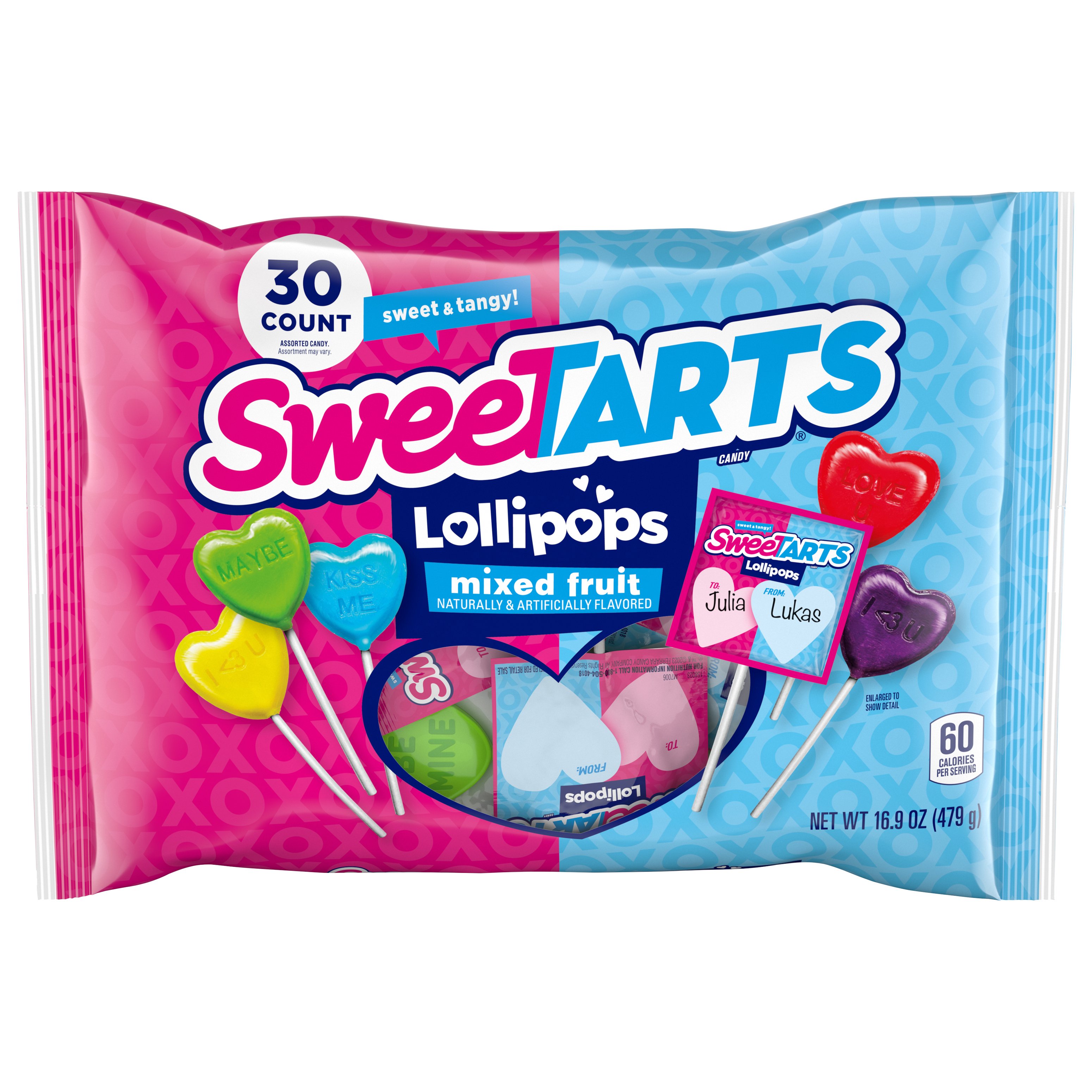 SweeTARTS Mixed Fruit Heart Lollipops Valentine's Exchange Candy - Shop ...