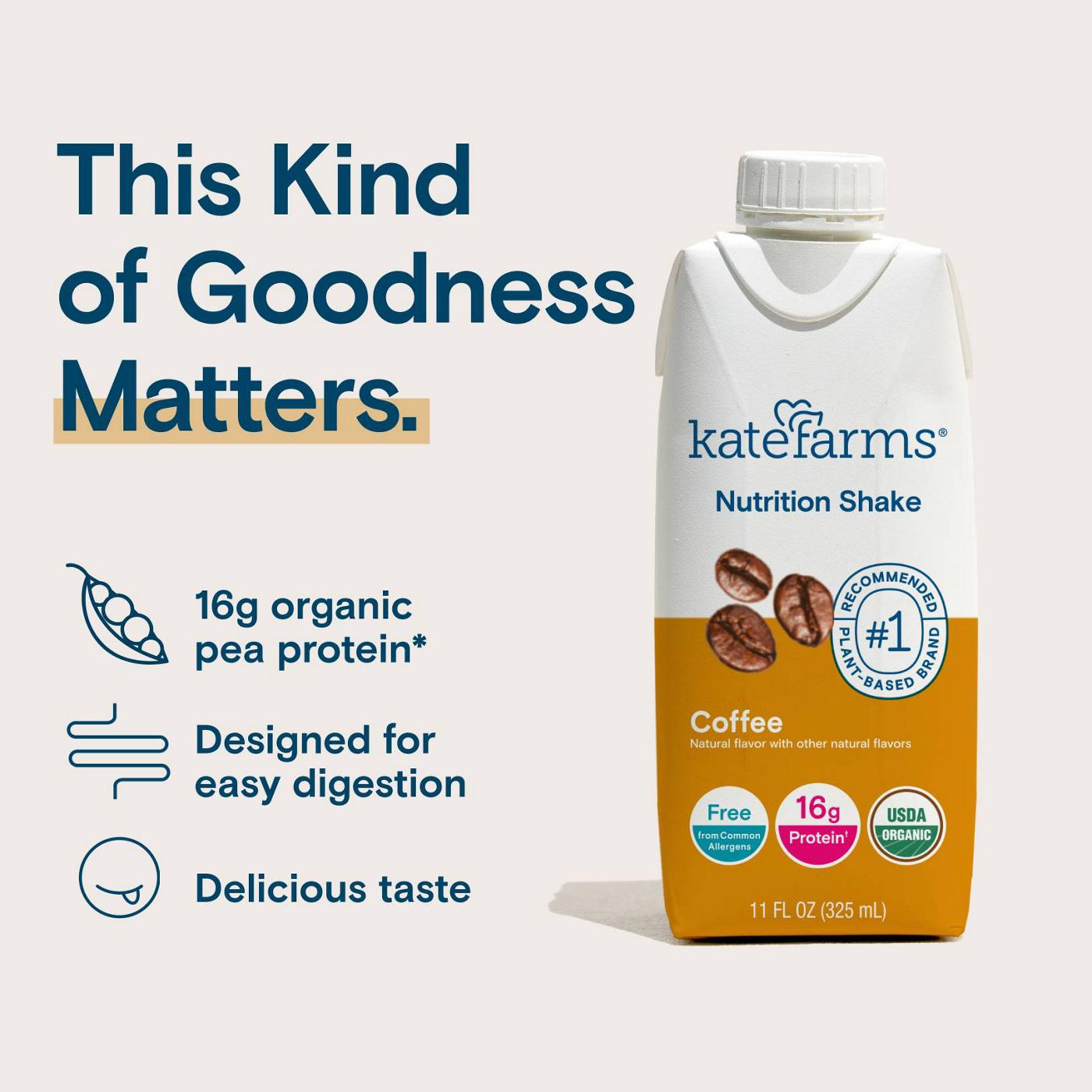 Kate Farms 16g Protein Nutrition Shakes 4 pk Bottles - Coffee - Shop ...