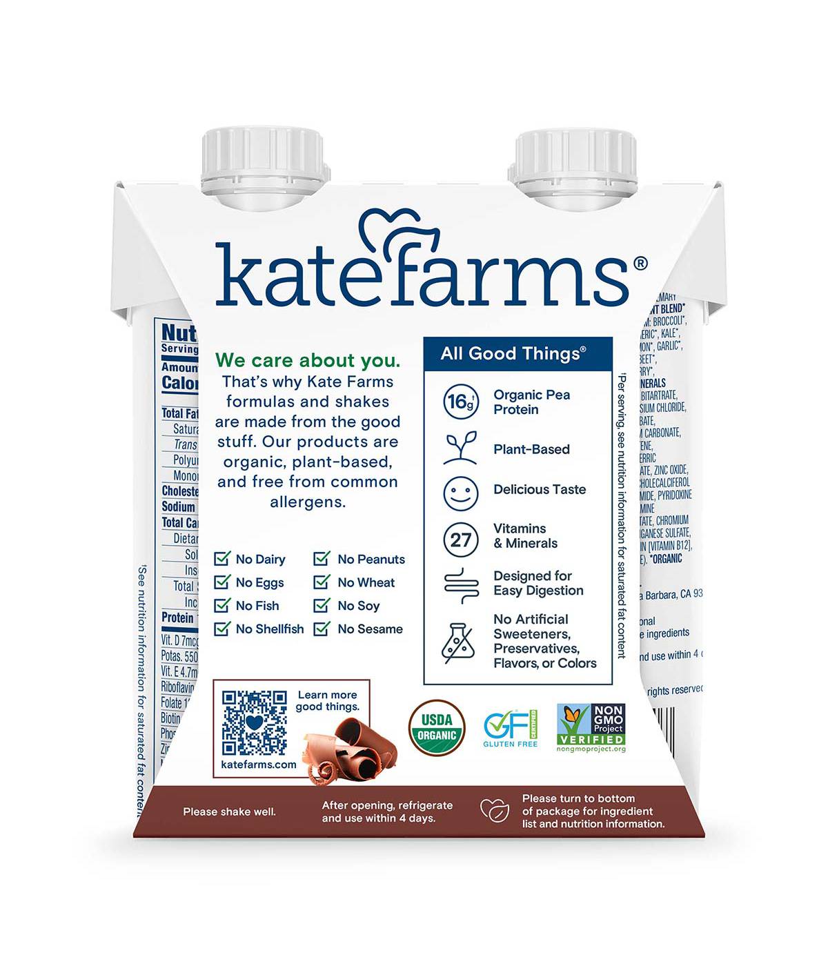 Kate Farms Nutrition Shakes 4 pk - Chocolate - Shop Diet & fitness at H-E-B