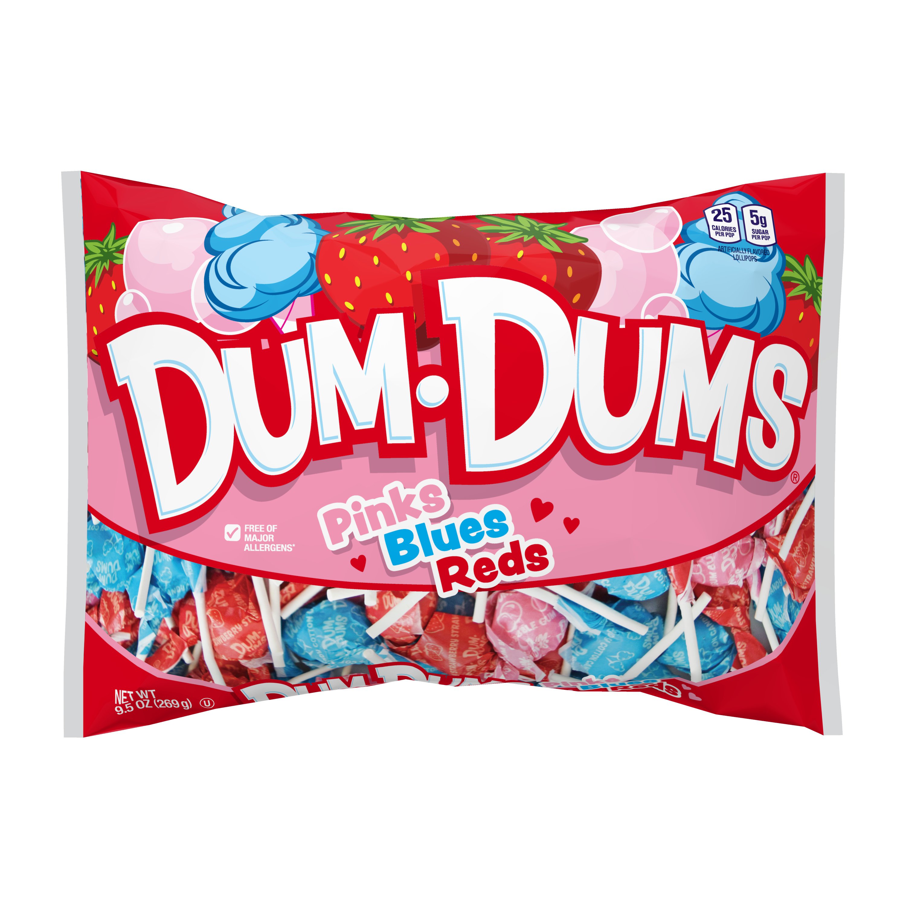 Dum Dums Pinks Blues & Reds Valentine's Pops - Shop Candy at H-E-B