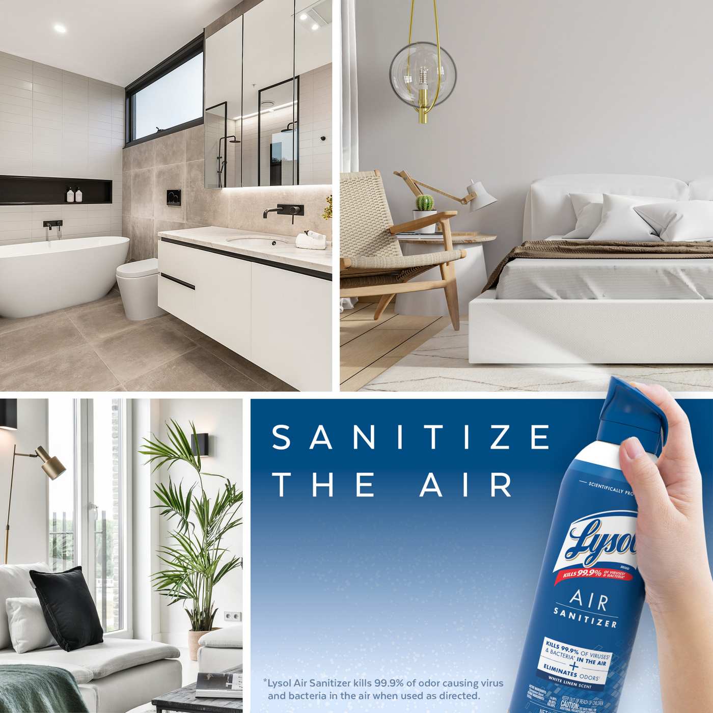 Lysol Air Sanitizing Spray Odor Eliminating Air Freshener - White Linen ...