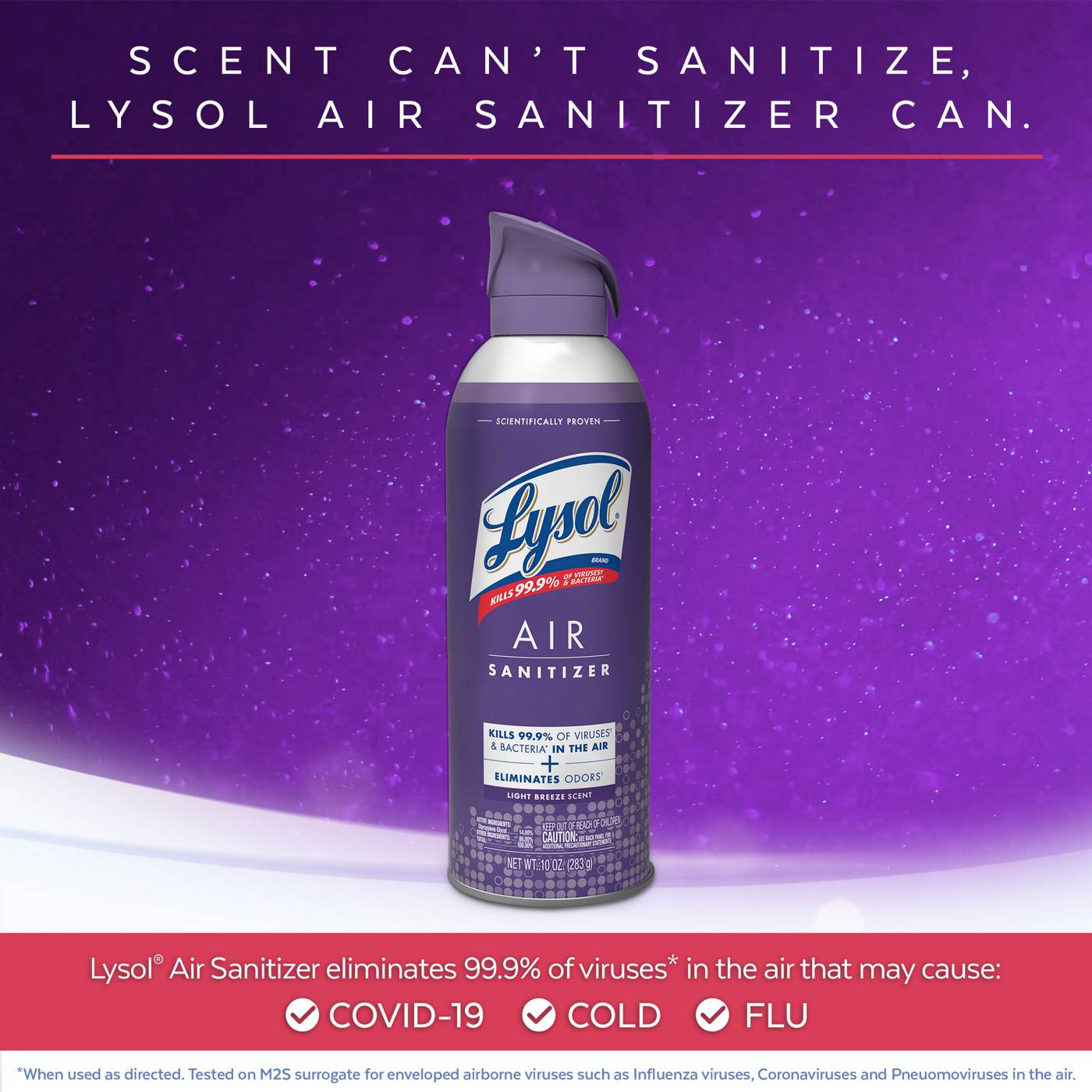 Lysol Air Sanitizing Spray Odor Eliminating Air Freshener - Light ...