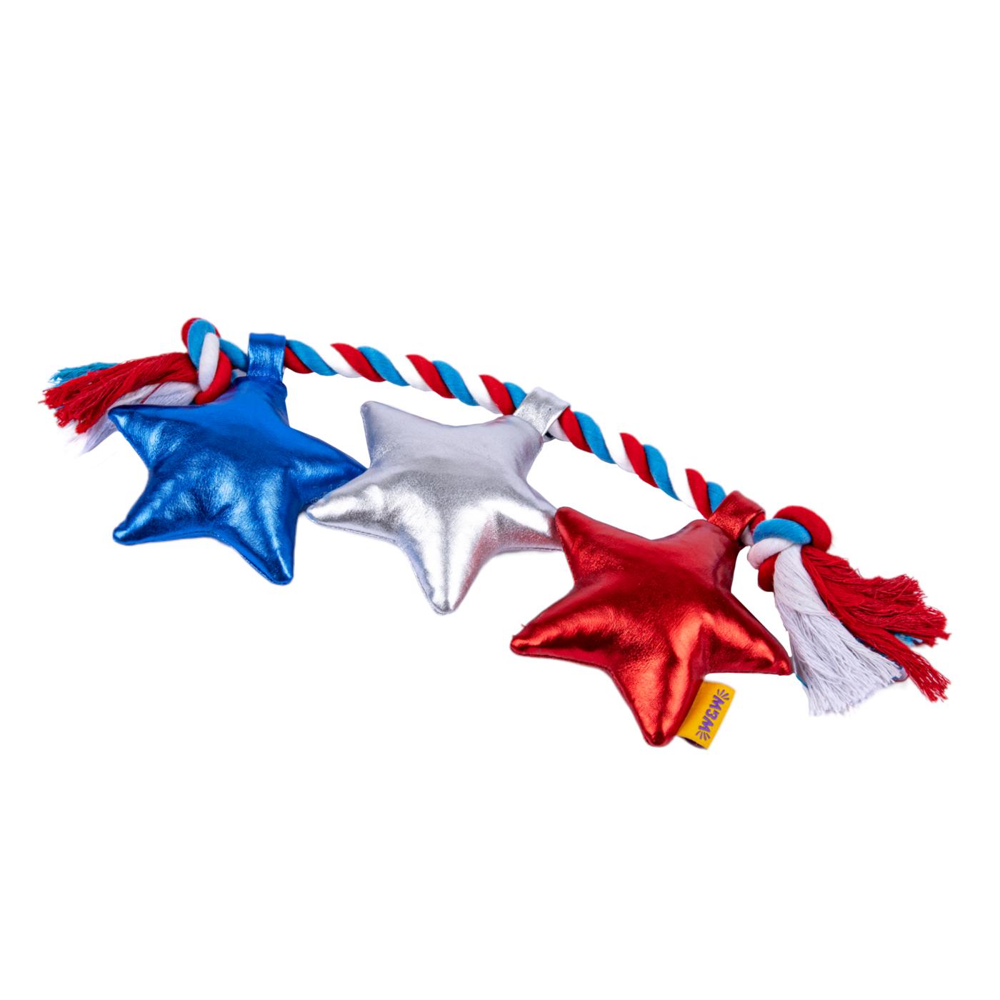 Woof & Whiskers Plush Dog Toy - Stars On Rope - Shop Rope & Tug Toys at ...