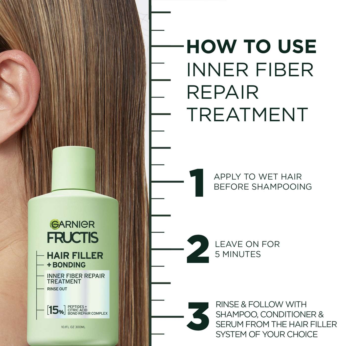 Garnier Fructis Hair Filler + Bonding Inner Fiber Repair Treatment ...