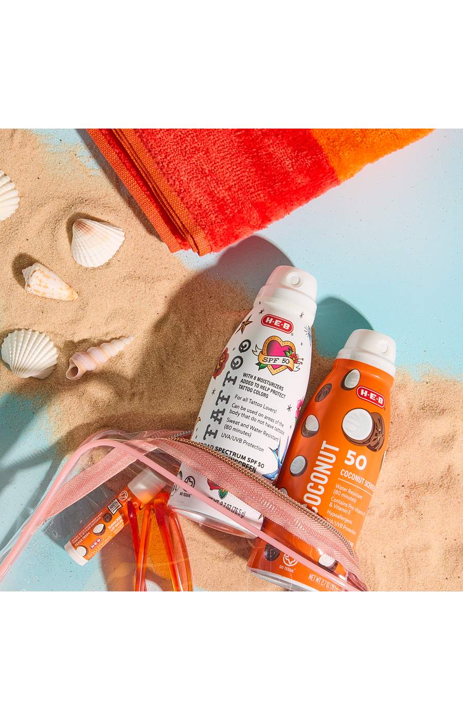 H-E-B Travel Size Oxybenzone Free Coconut Sunscreen Spray – SPF 50 ...