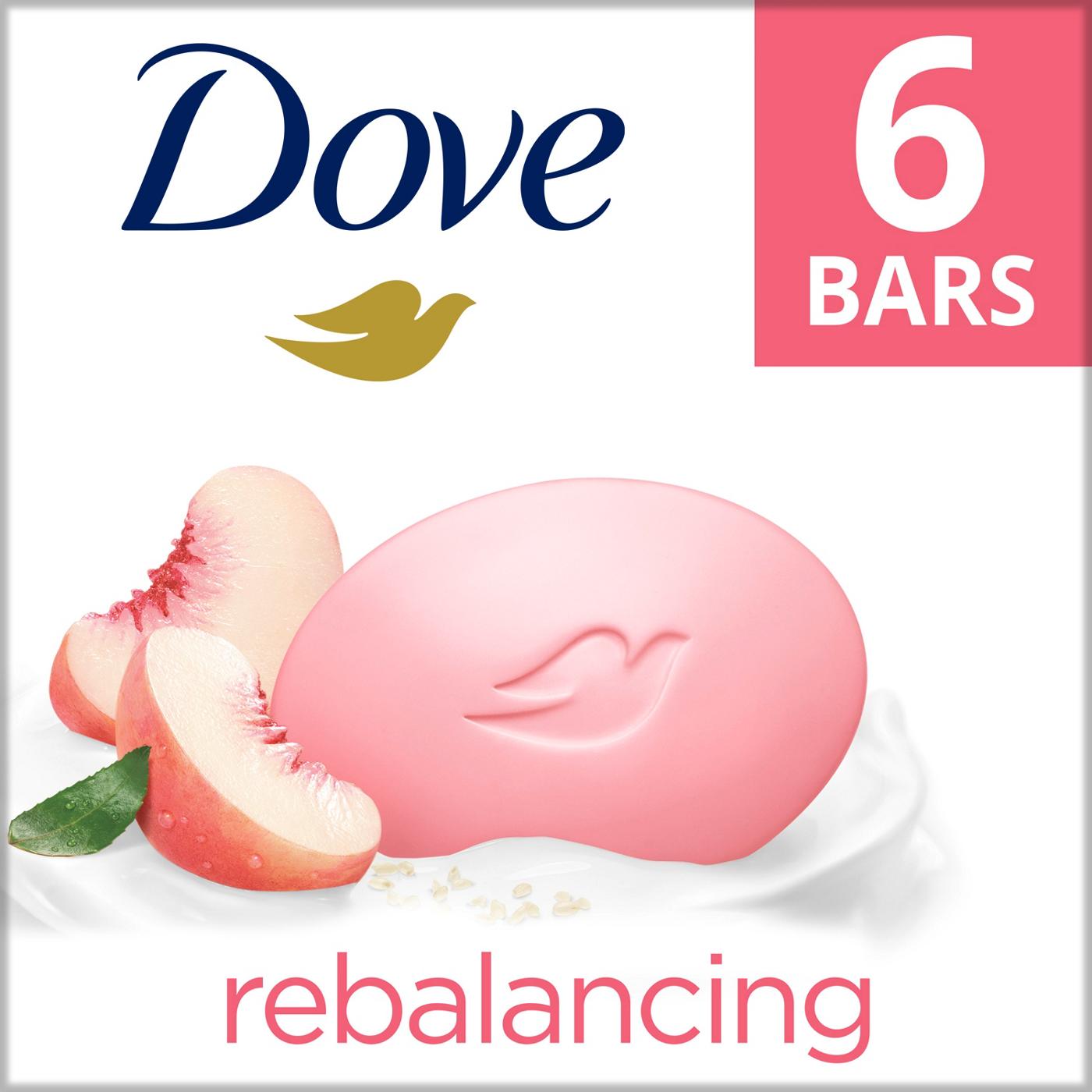 Dove Rebalancing Beauty Bar - White Peach & Rice Milk, 6 PK - Shop Hand & bar soap at H-E-B