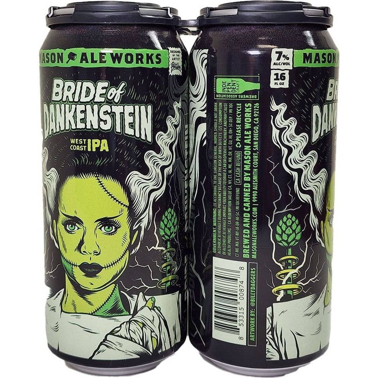 Mason Ale Works Bride of Dankenstein West Coast Style IPA Beer 4 pk ...