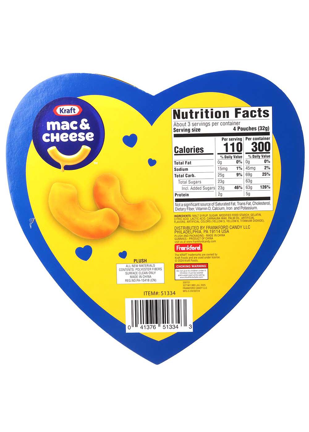 Frankford Kraft Gummy Candy & Mac & Cheese Plush Valentine's Gift Box ...
