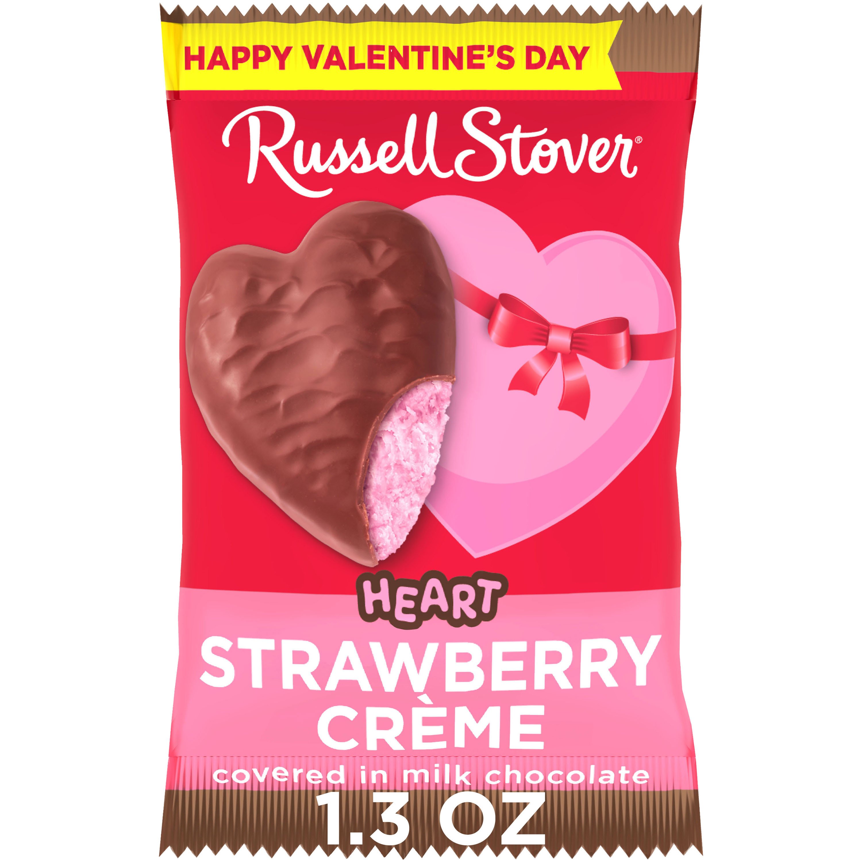 Russell Stover Milk Chocolate Strawberry Creme Heart Valentine's Candy ...