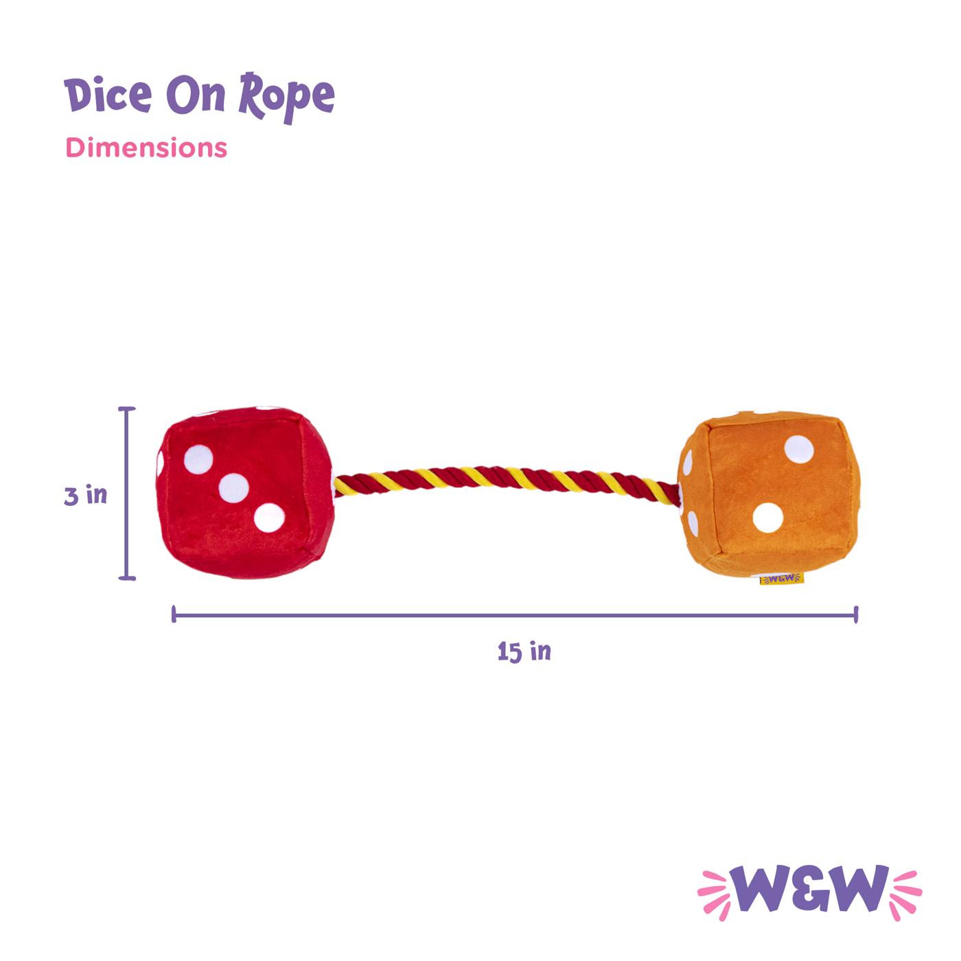 Woof & Whiskers Plush Dog Toy - Dice On Rope - Shop Rope & tug toys at ...