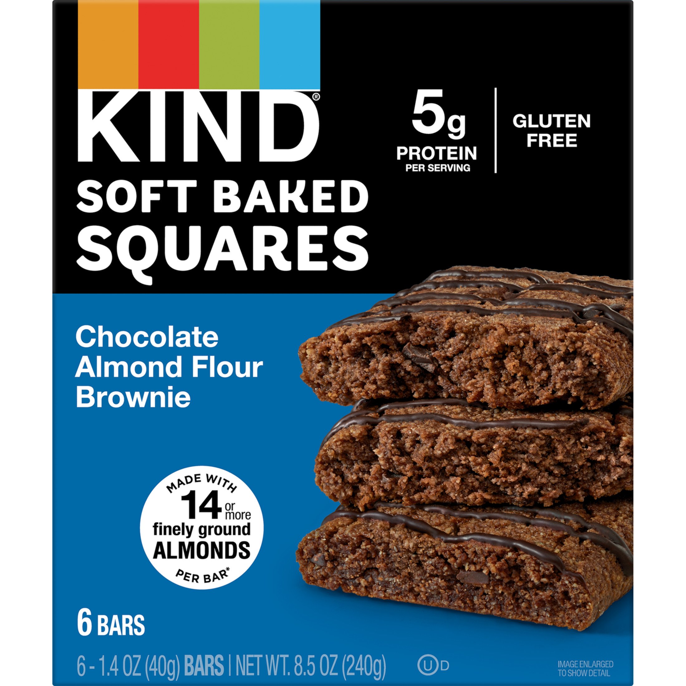 Kind 5g Protein Soft Baked Squares - Chocolate Almond Flour Brownie ...