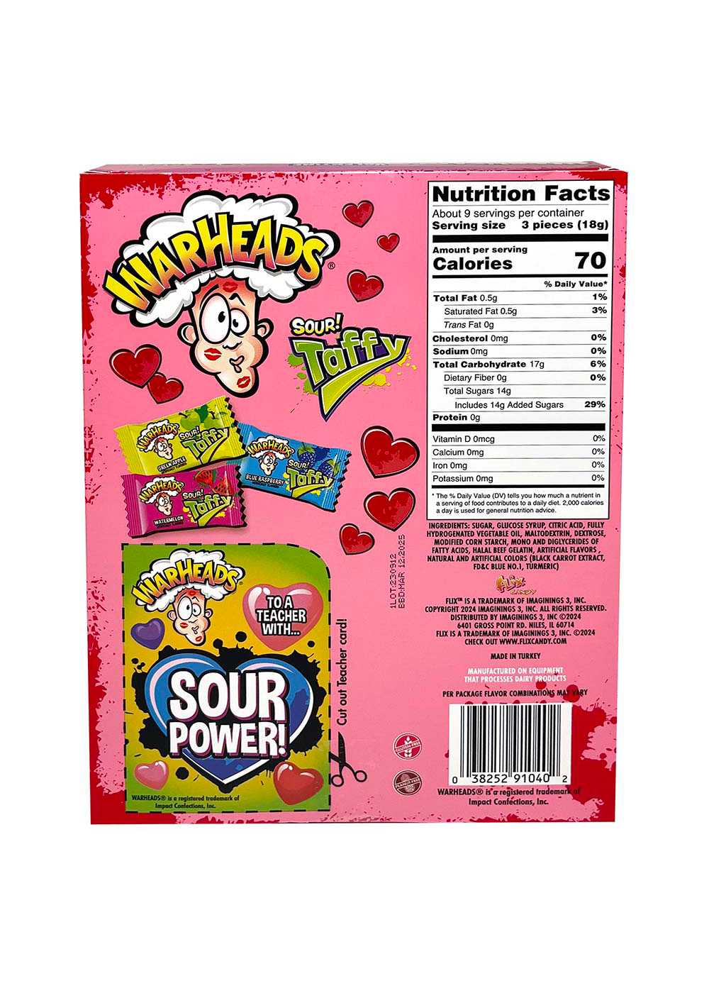 WarHeads Sour! Taffy Valentine's Exchange Candy & Cards - Shop Candy at ...