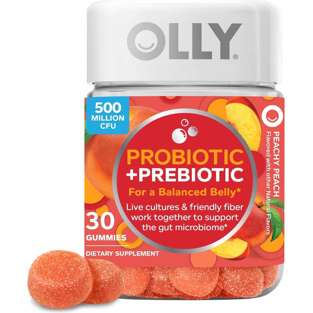 OLLY Probiotic & Prebiotic 500 Million CFU Digestive Fiber Gummies ...